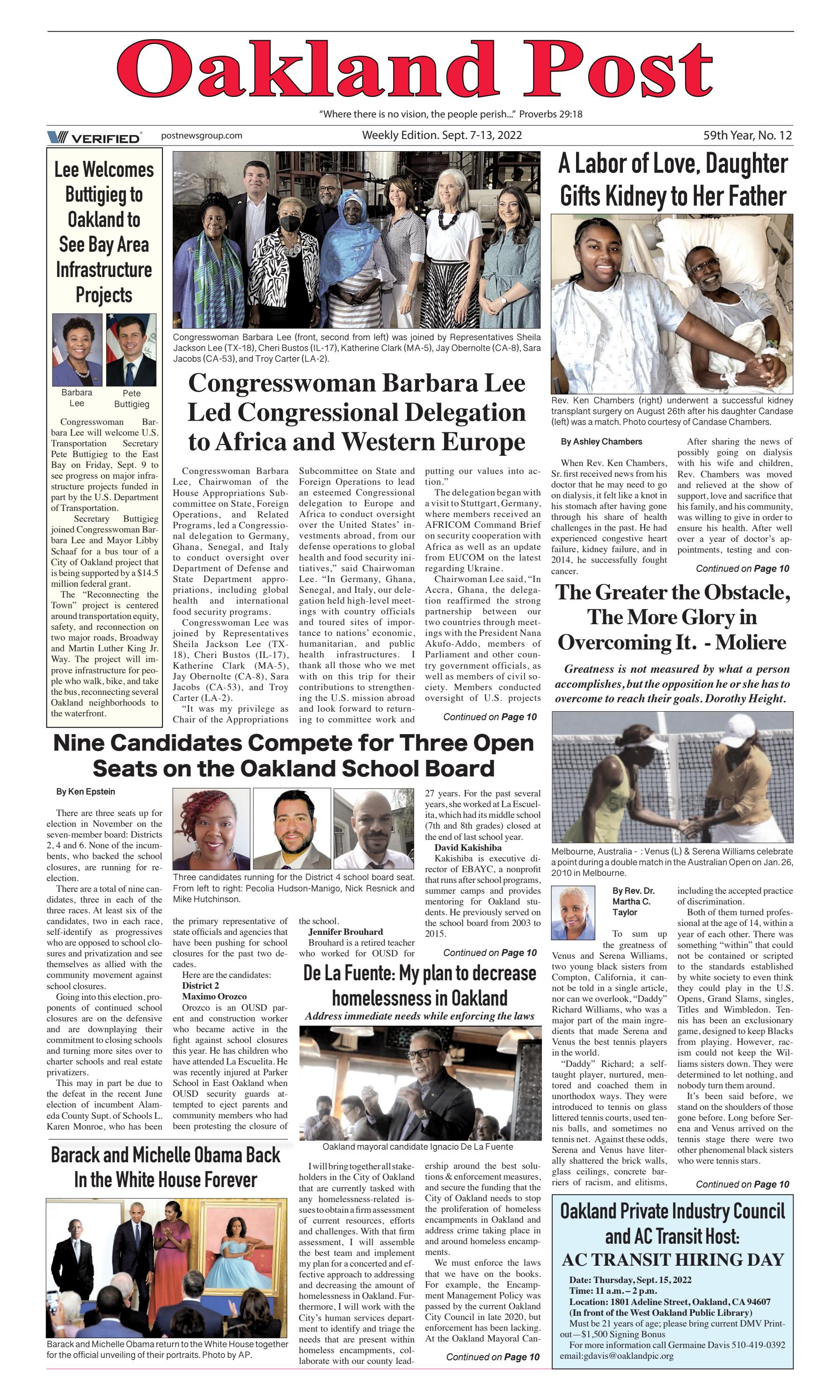 Oakland Post, week of September 7 - 13, 2022 by postnewsgroup - Issuu