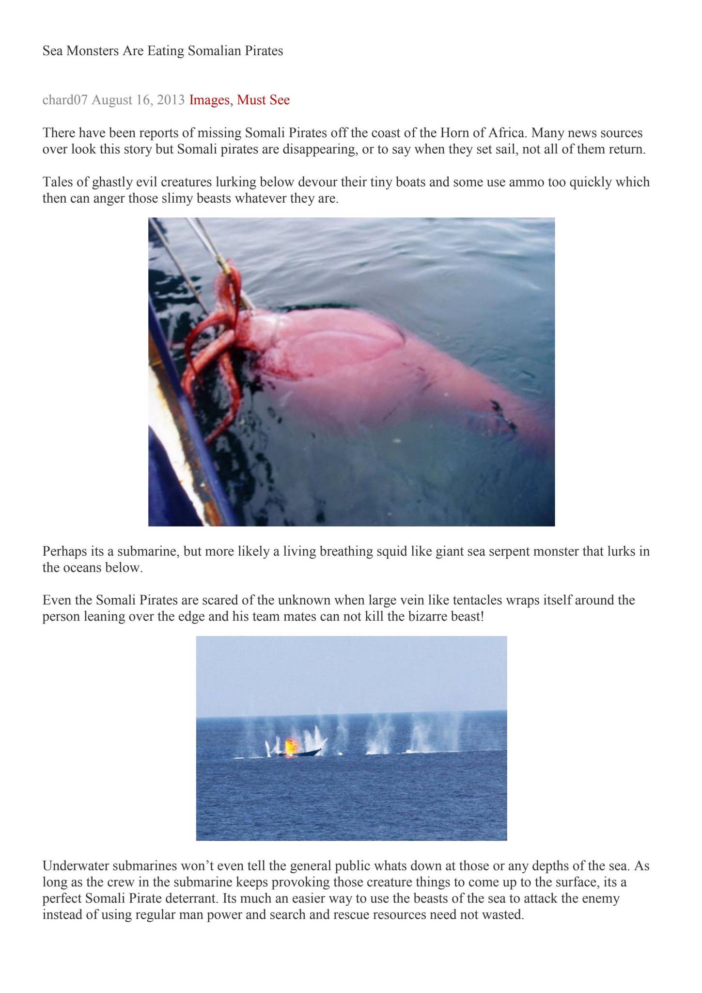 Sea Monsters are eating Somali pirates 2016 by Pier Paolo Roncoroni ...