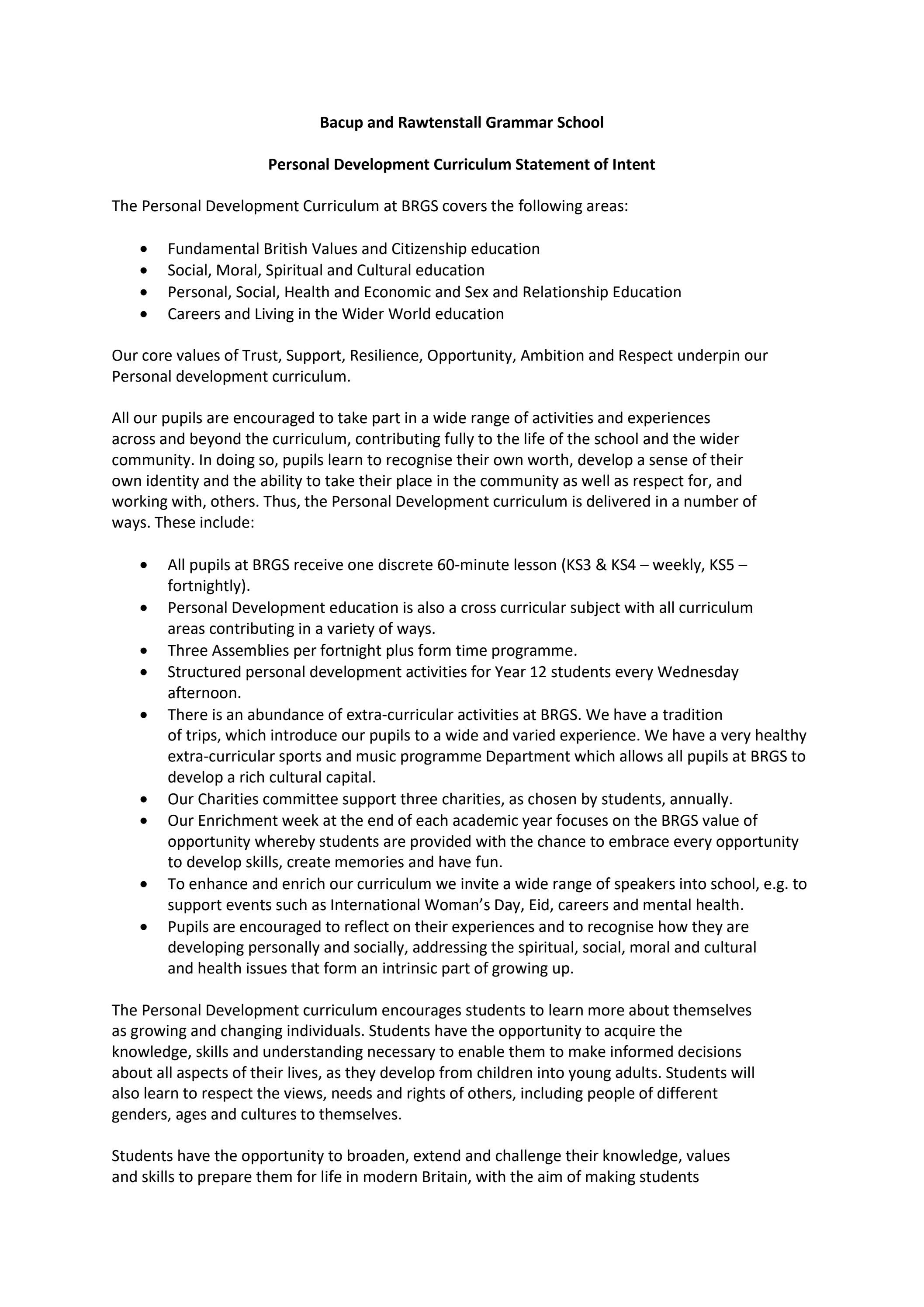 Personal Development Statement of Intent (Draft) by Schudio - Issuu