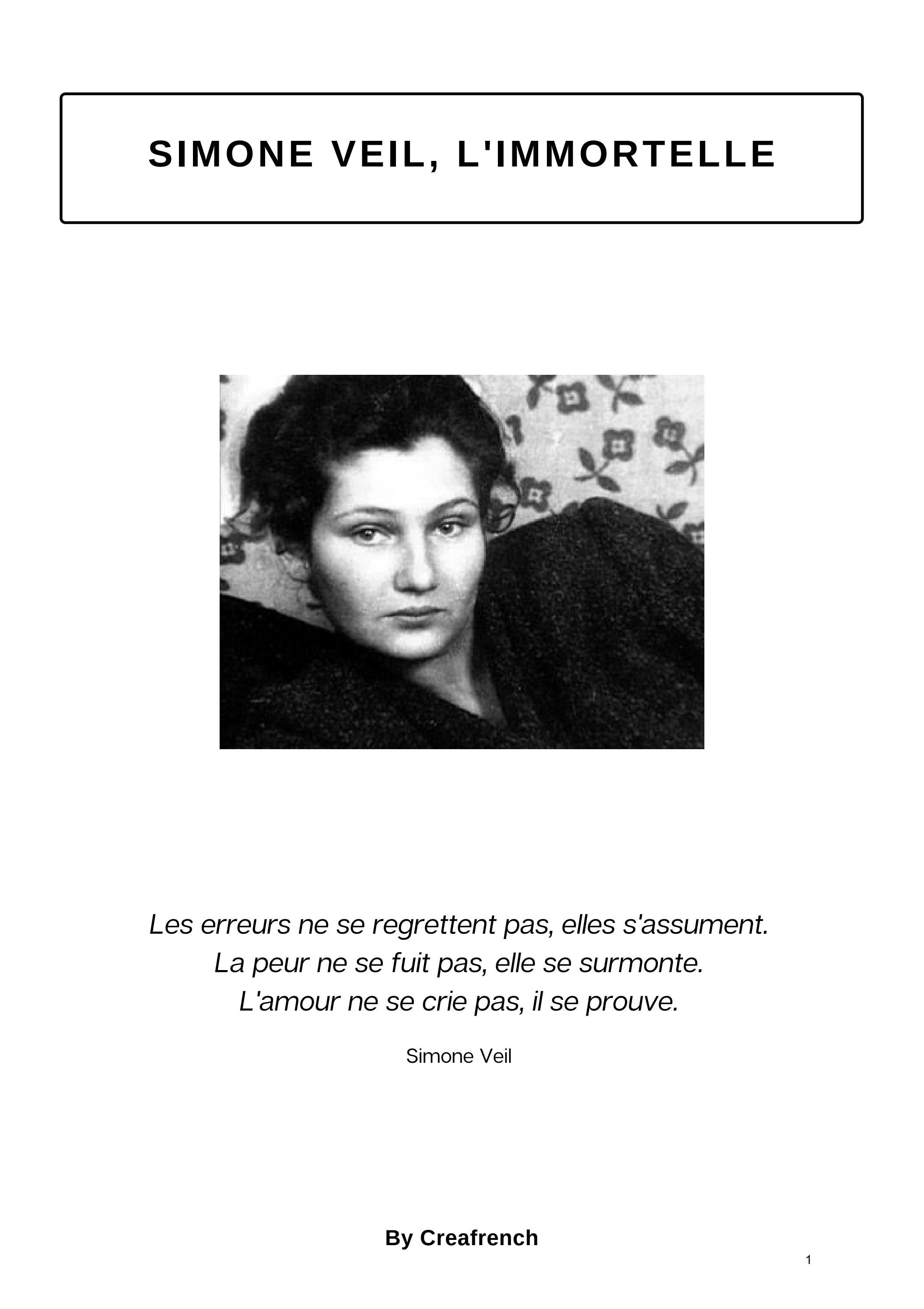 Littérature - Simone Veil by creafrenchproof - Issuu