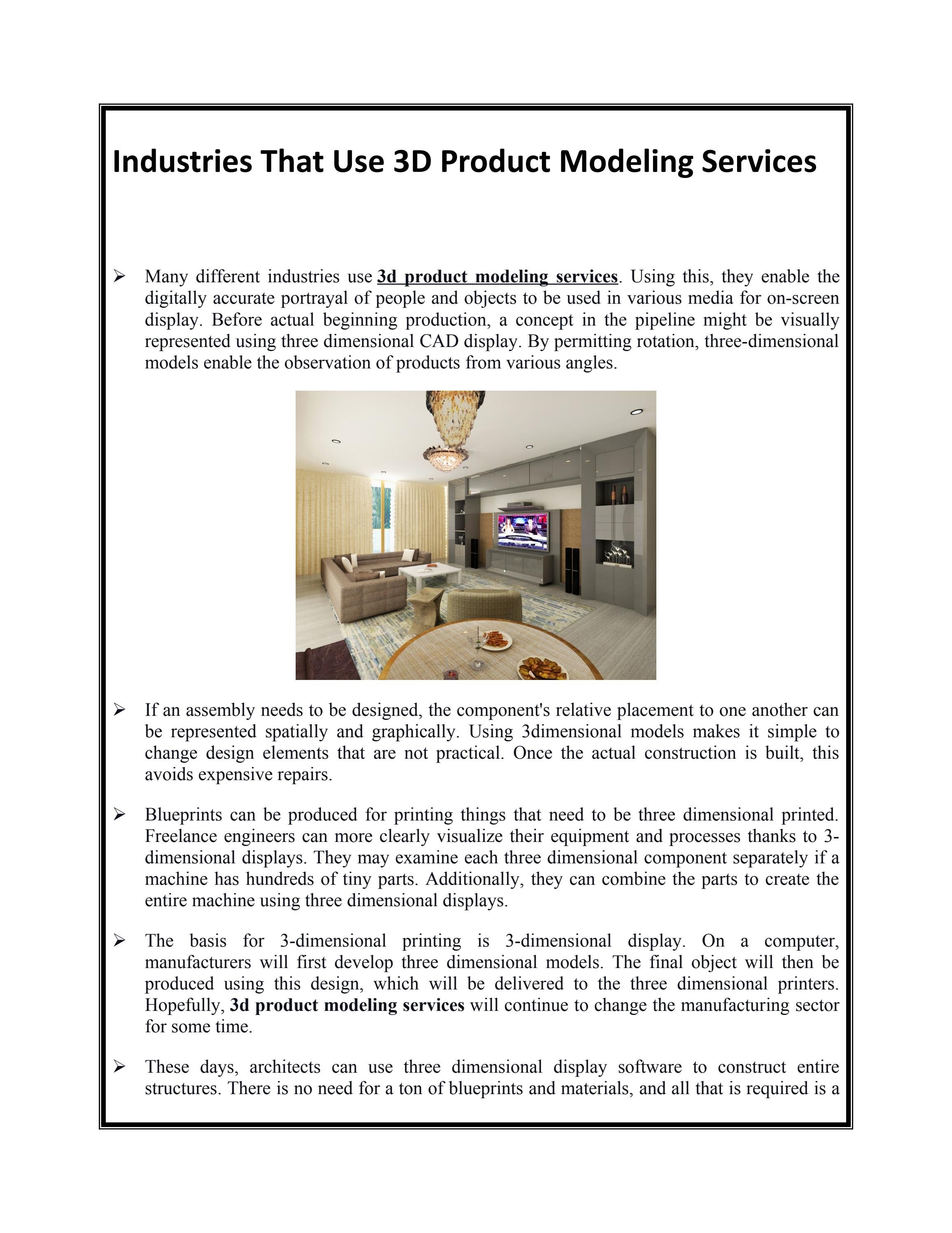 Industries That Use 3D Product Modeling Services by 3D Furniture ...