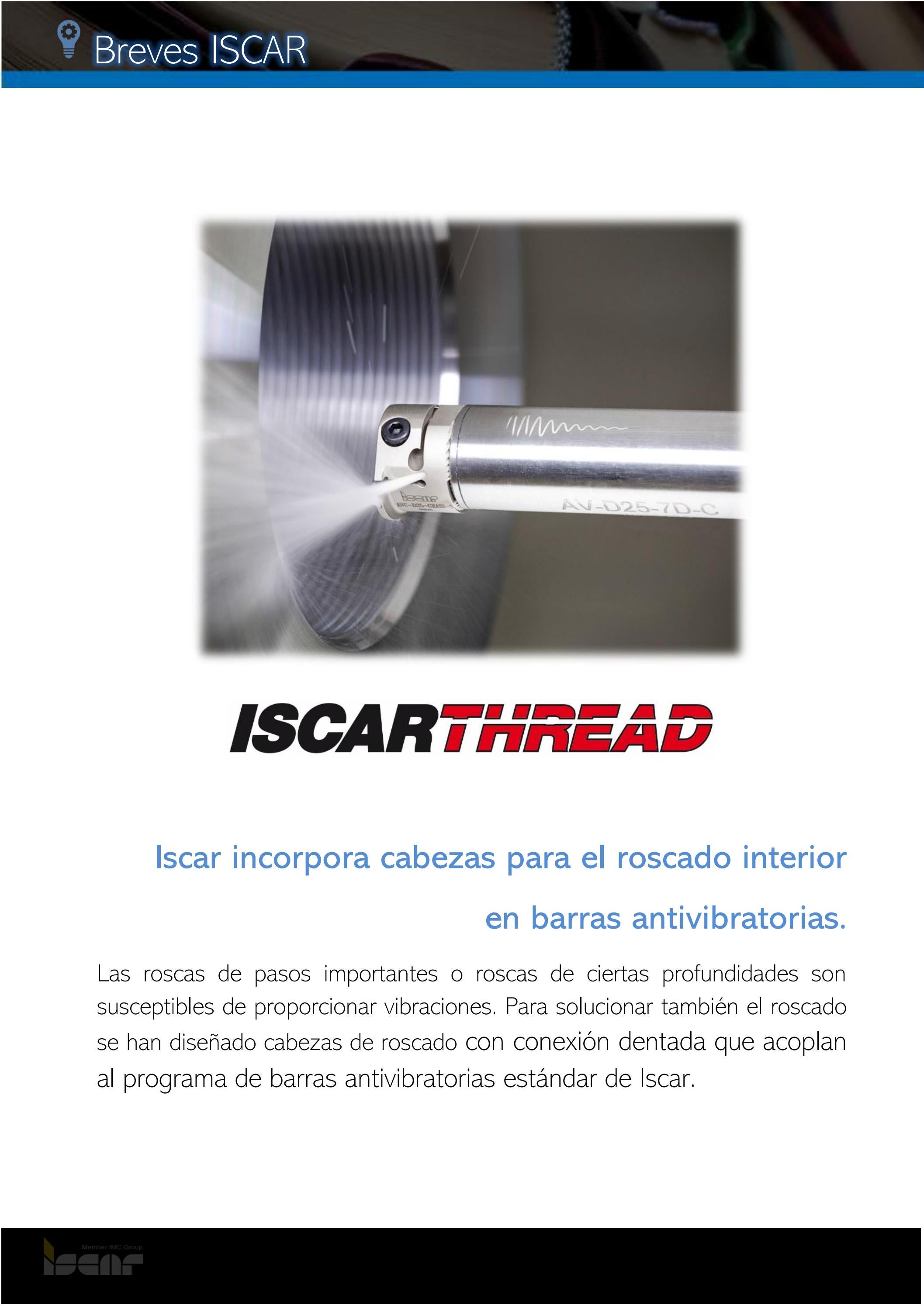 Iscar incorpora cabezas para el roscado interior en barras ...
