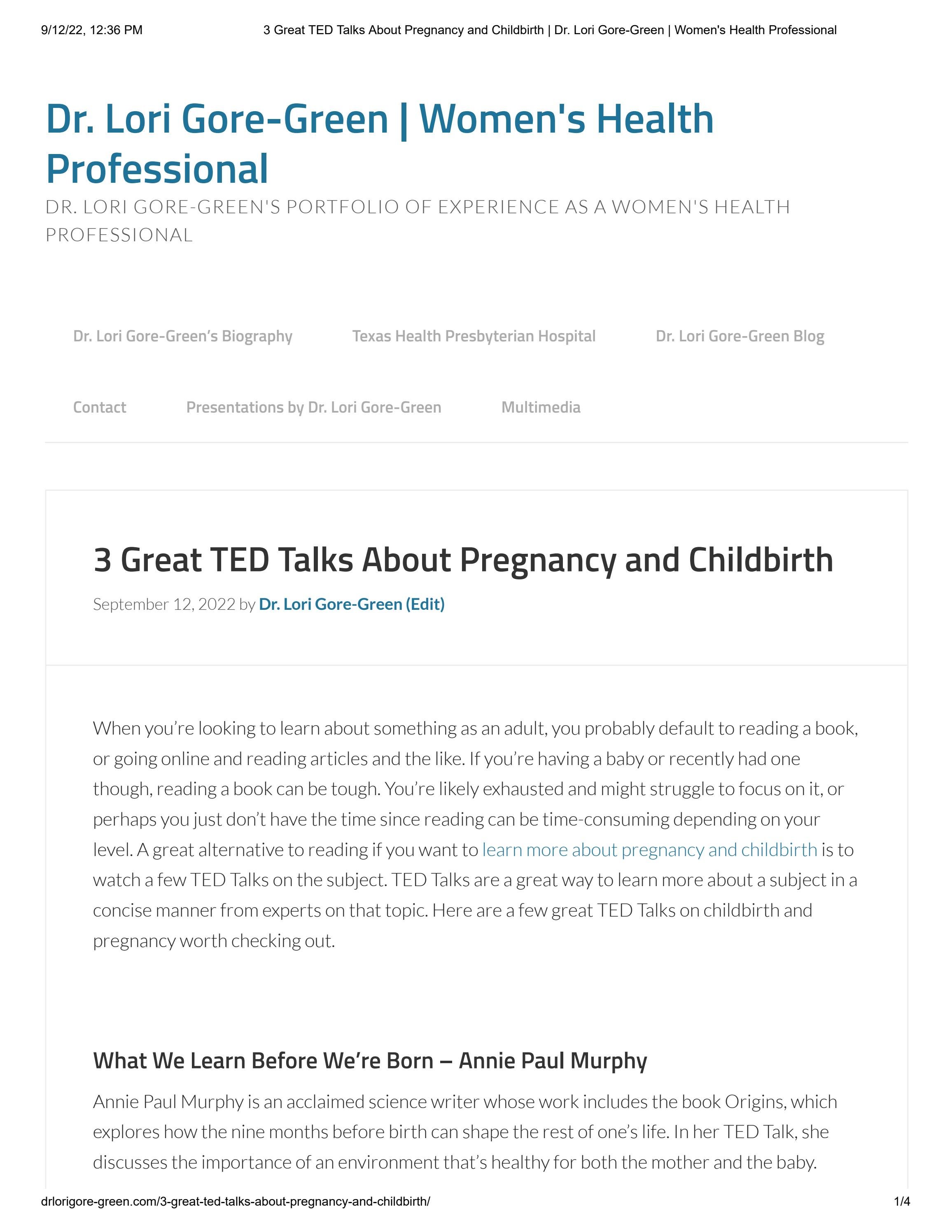 3 Great TED Talks About Pregnancy And Childbirth by drlorigoregreen - Issuu