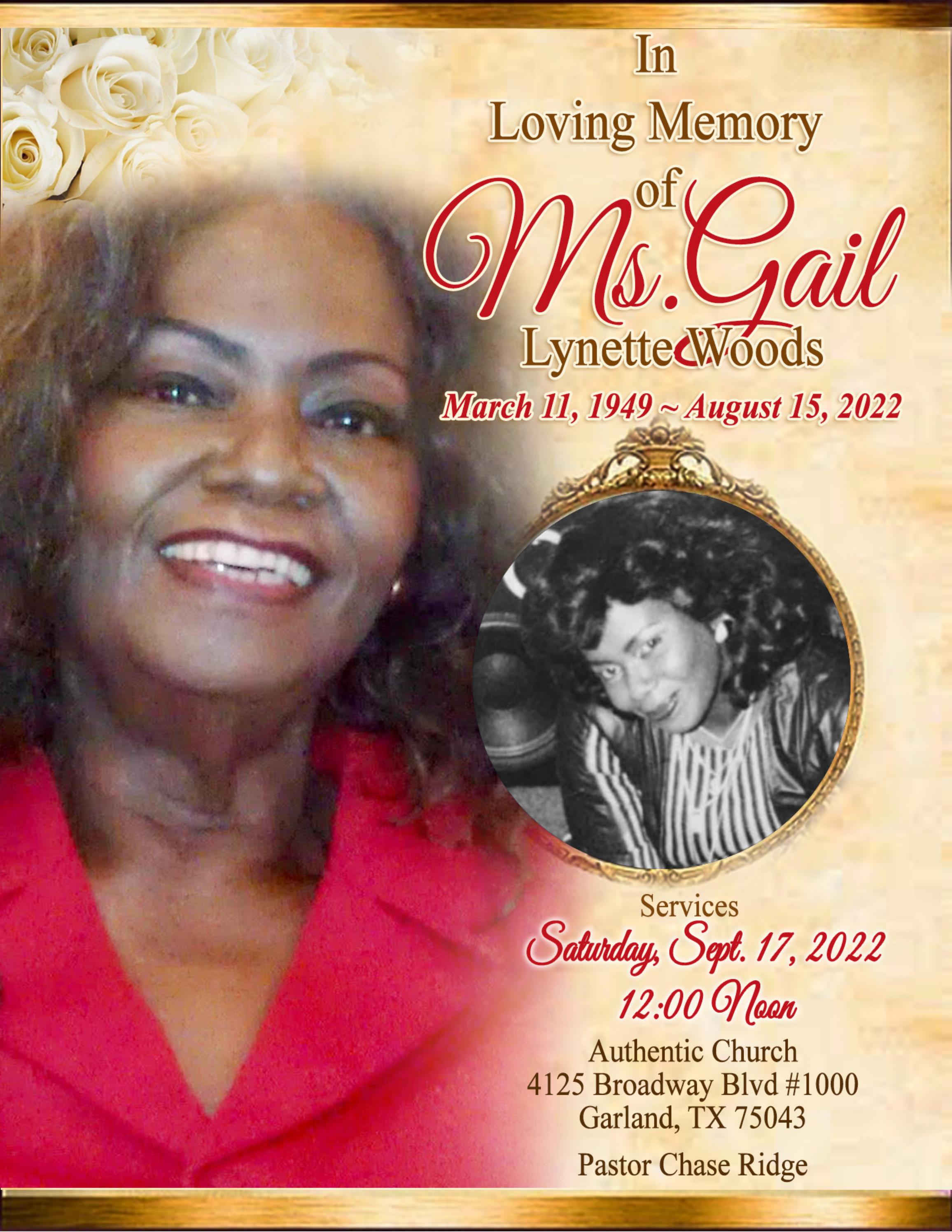 Homegoing Program For Ms. Gail Woods 1949-2022 by KcGraphics Foto ...