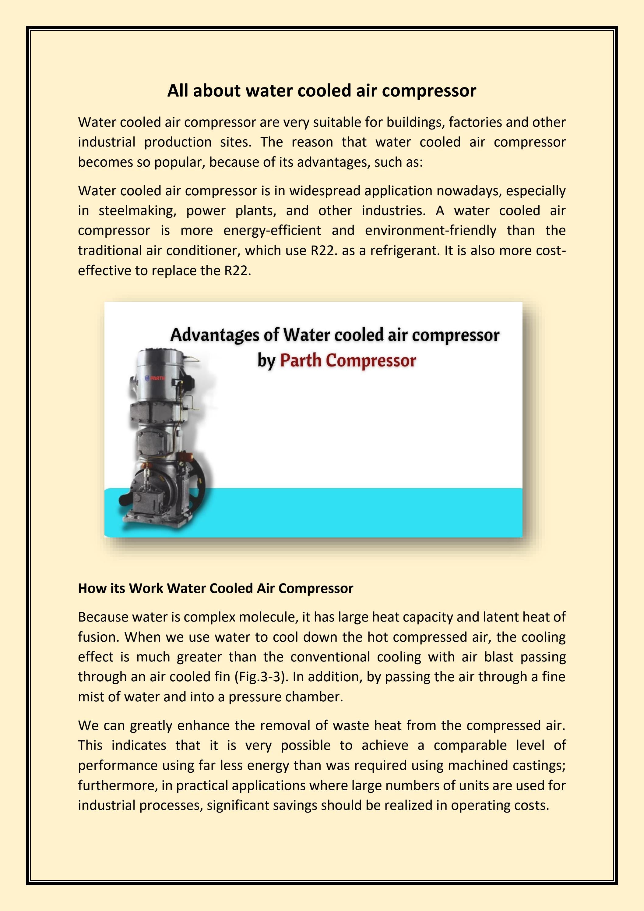 All thing to know about Water cooled air compressor by Parth Compressor ...