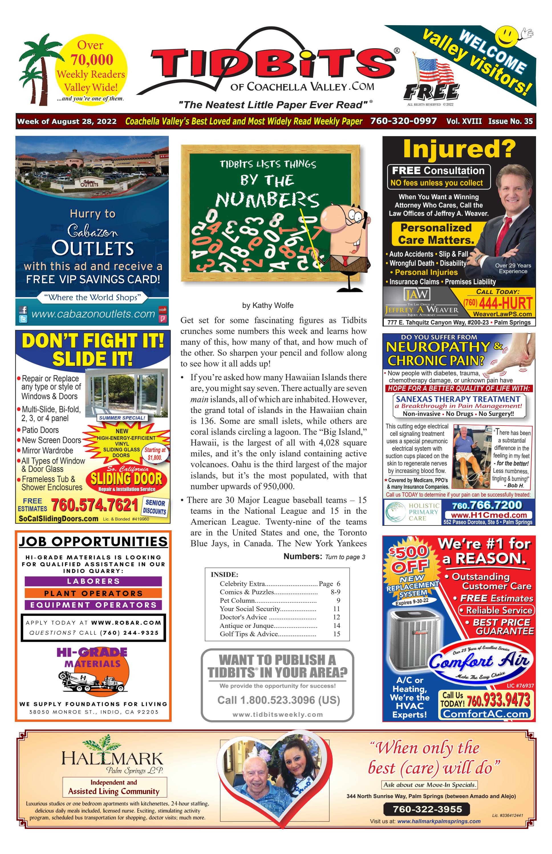 Vol. 18: #35 • Tidbits Lists Things by the Numbers • (8-28-2022 ...