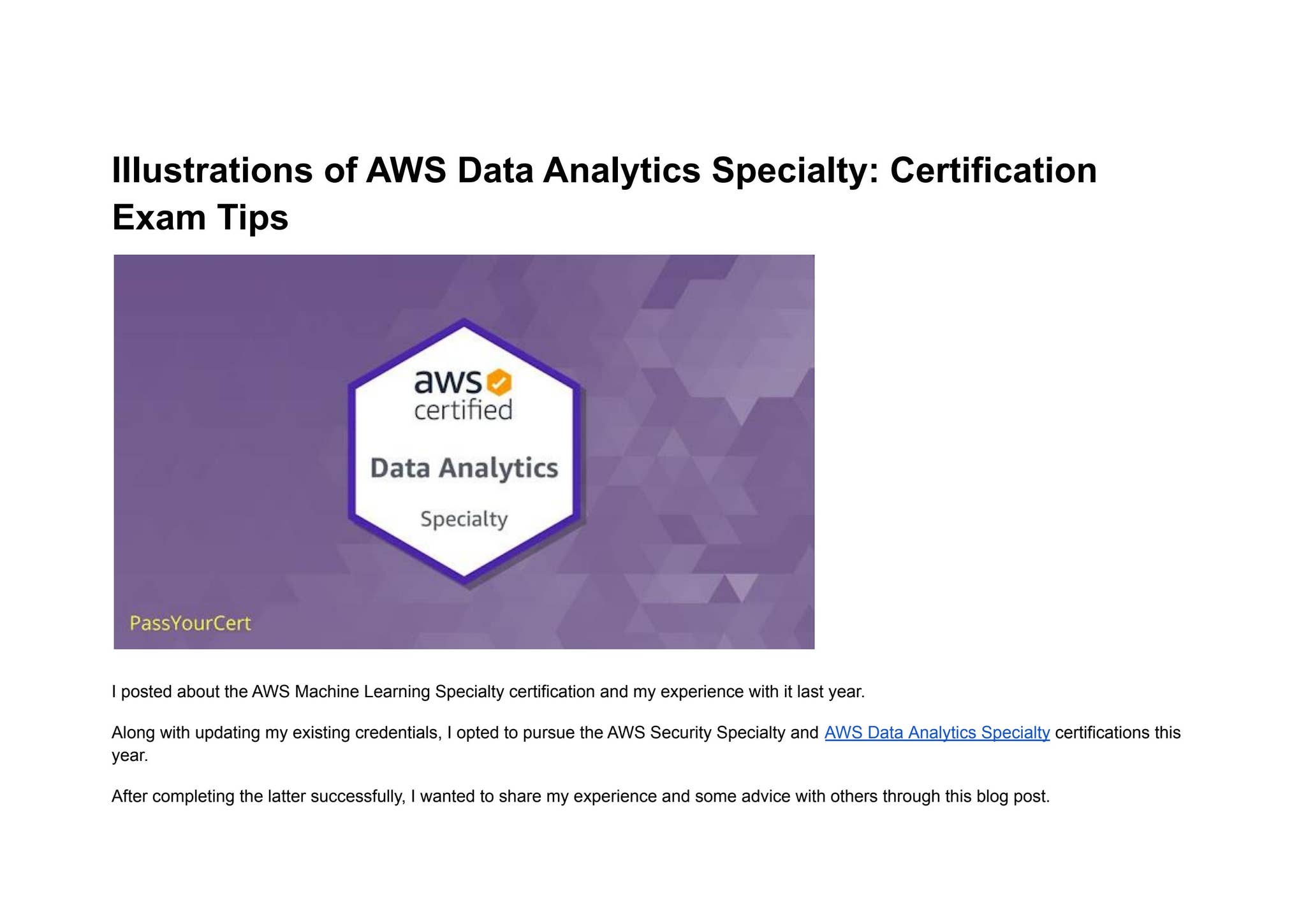 Illustrations of AWS Data Analytics Specialty: Certification Exam Tips ...