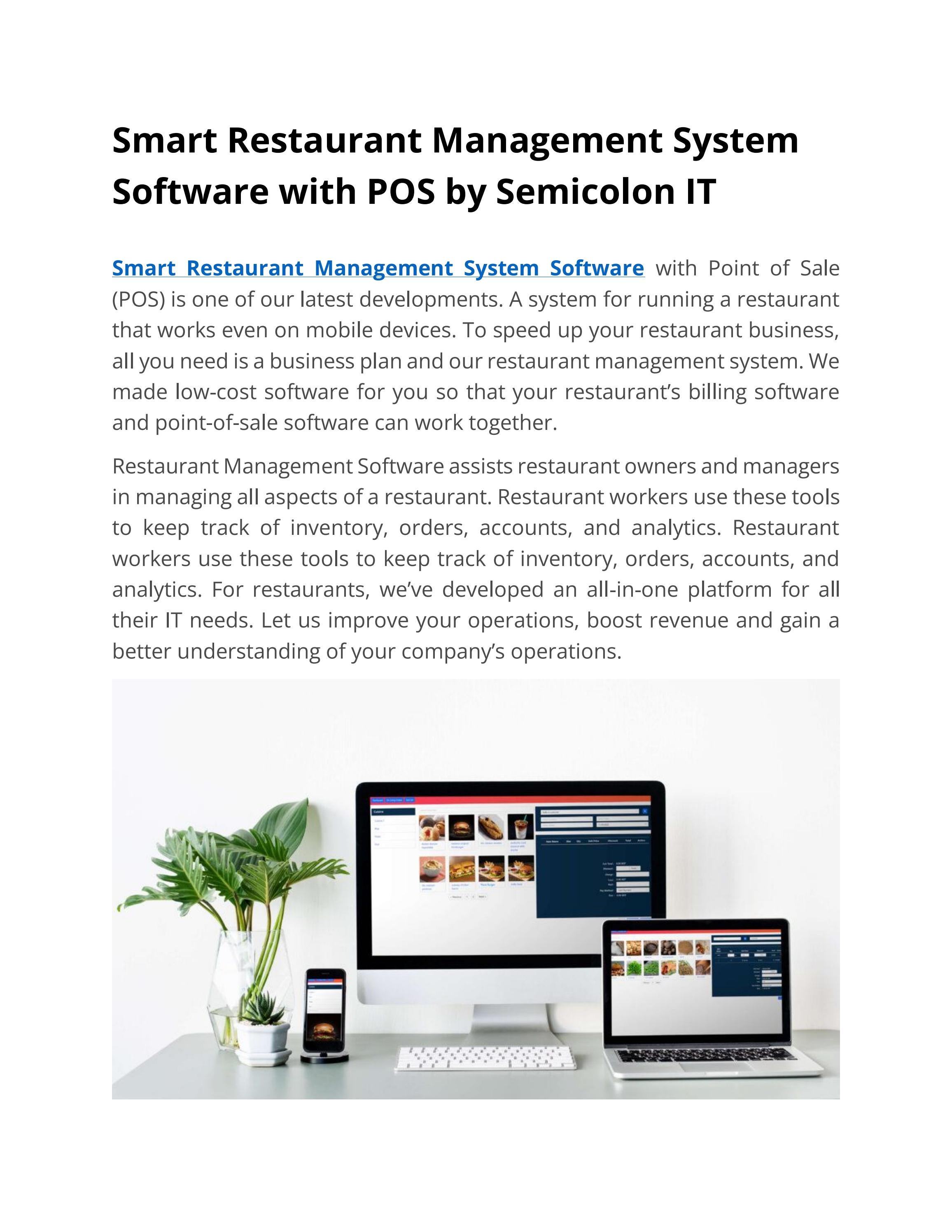 Smart Restaurant Management System Software with POS by Semicolon IT by Konika Islam - Issuu