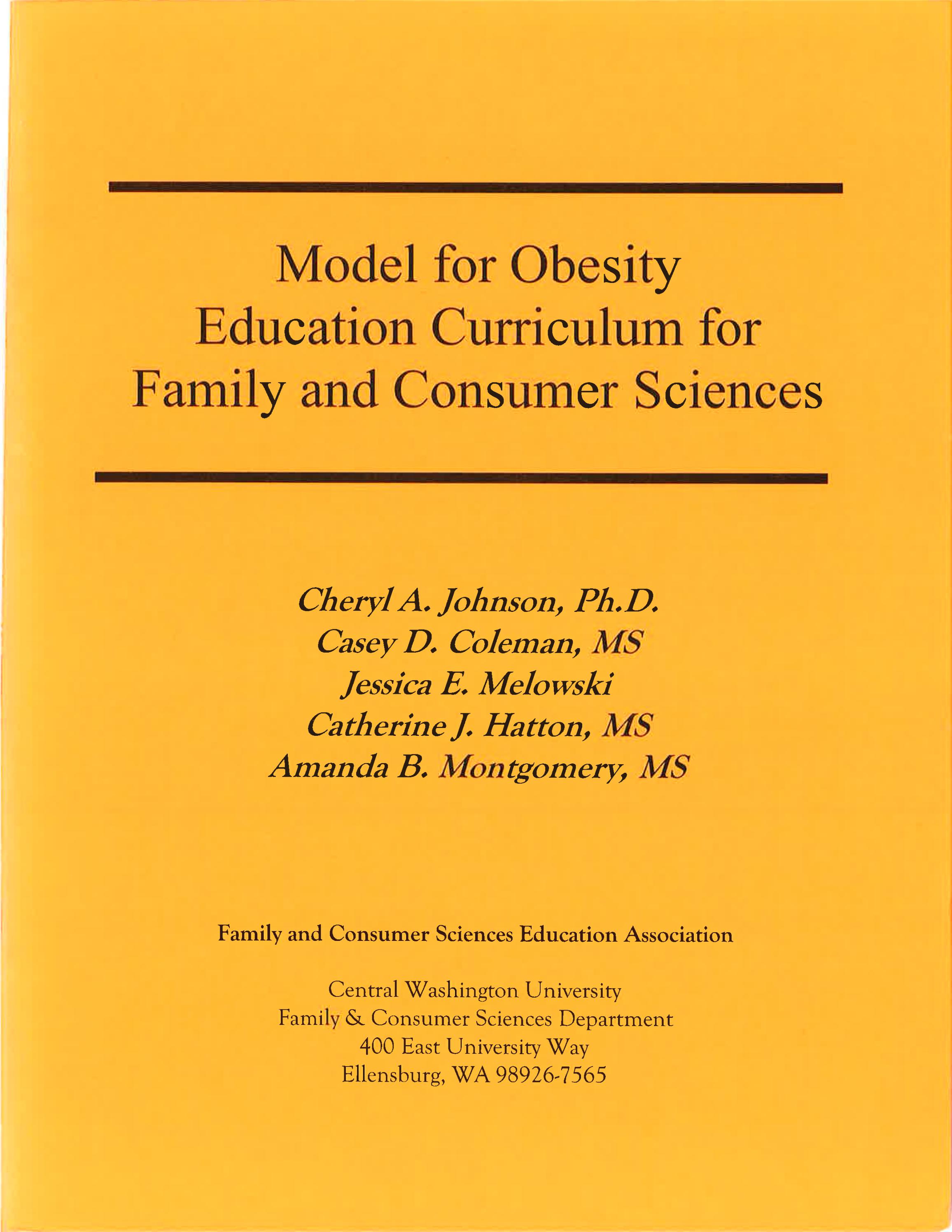 Model for Obesity Education Curriculum for Family and Consumer Sciences ...
