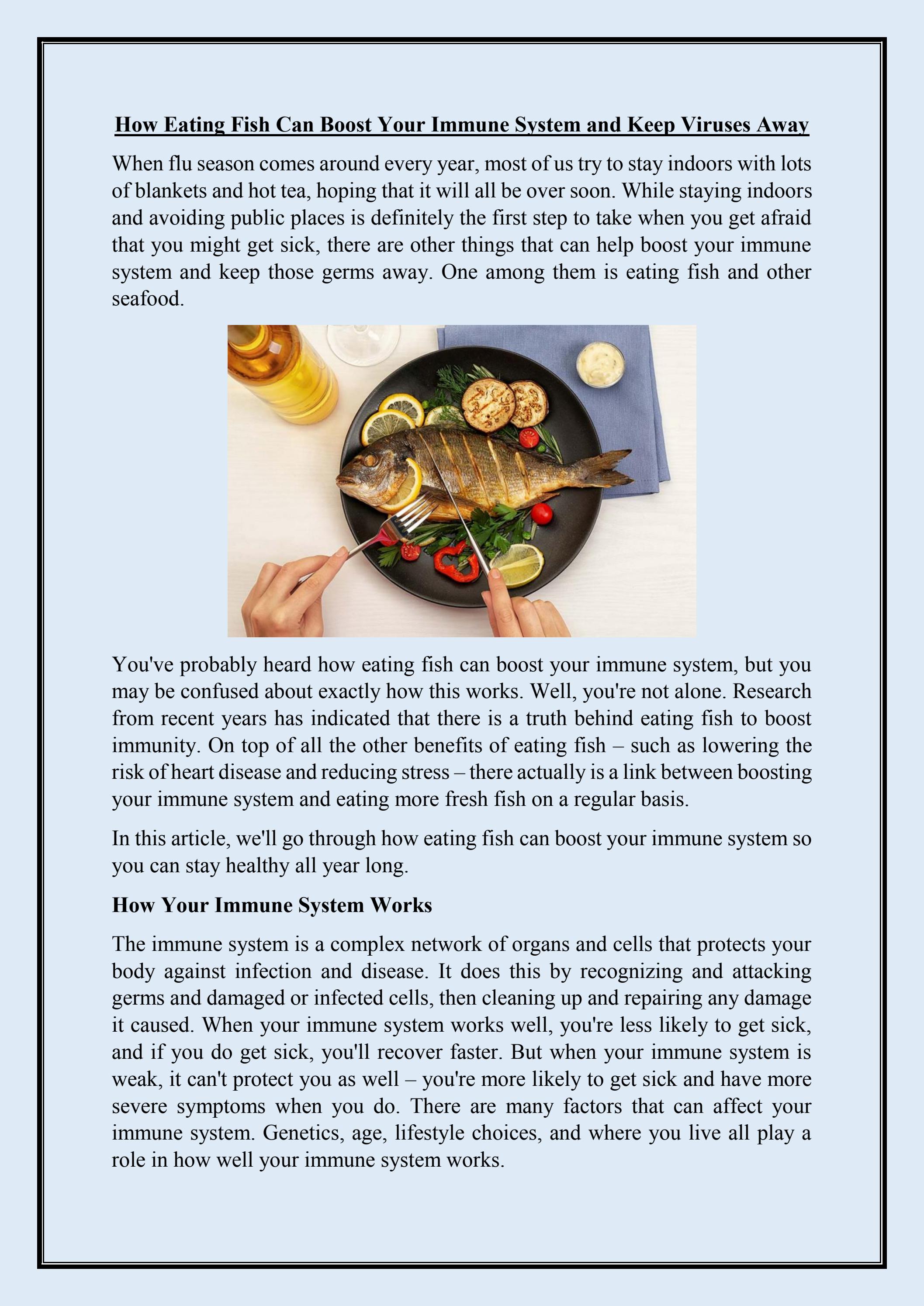 How Eating Fish Can Boost Your Immune System and Keep Viruses Away by ...