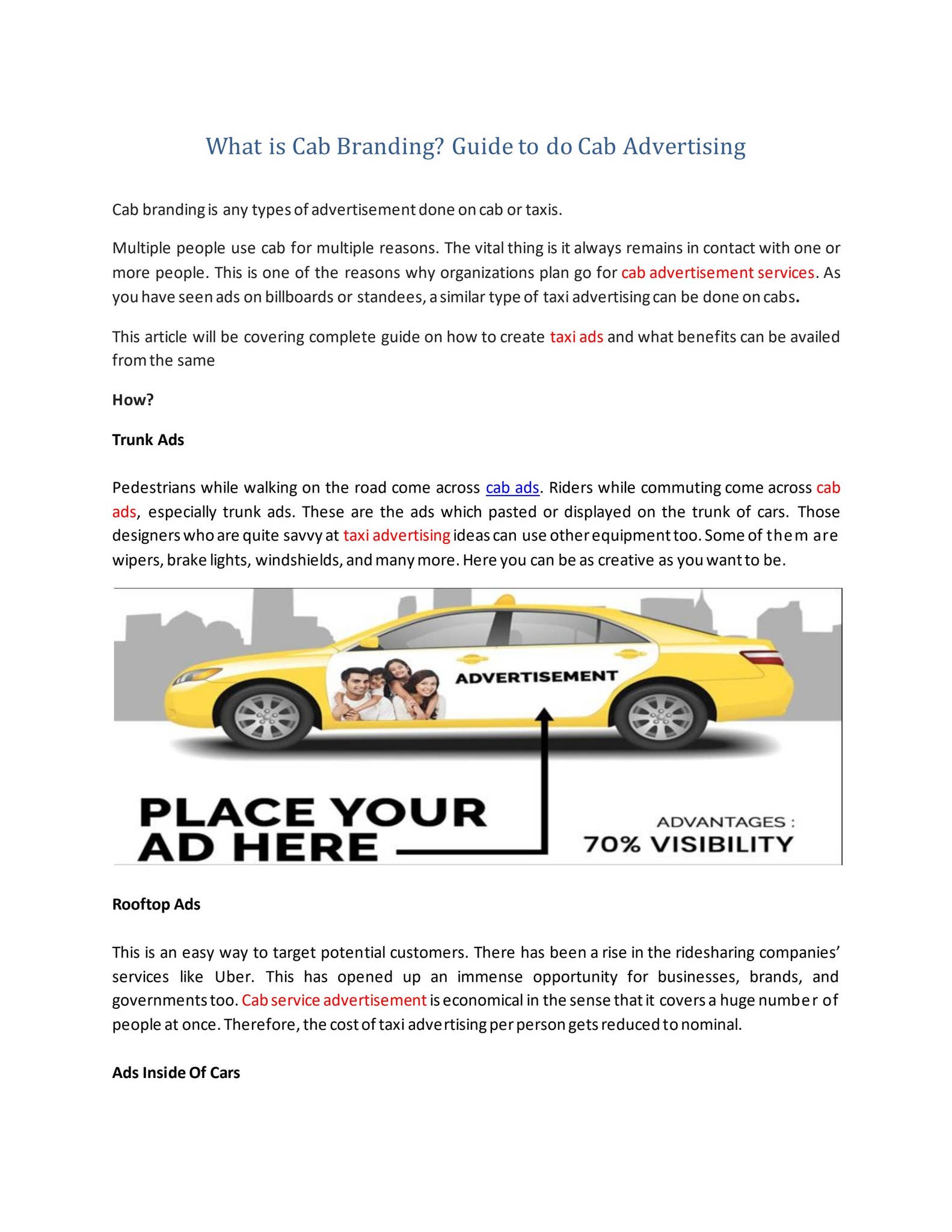 What is Cab Branding? Guide to do Cab Advertising by Excellent ...