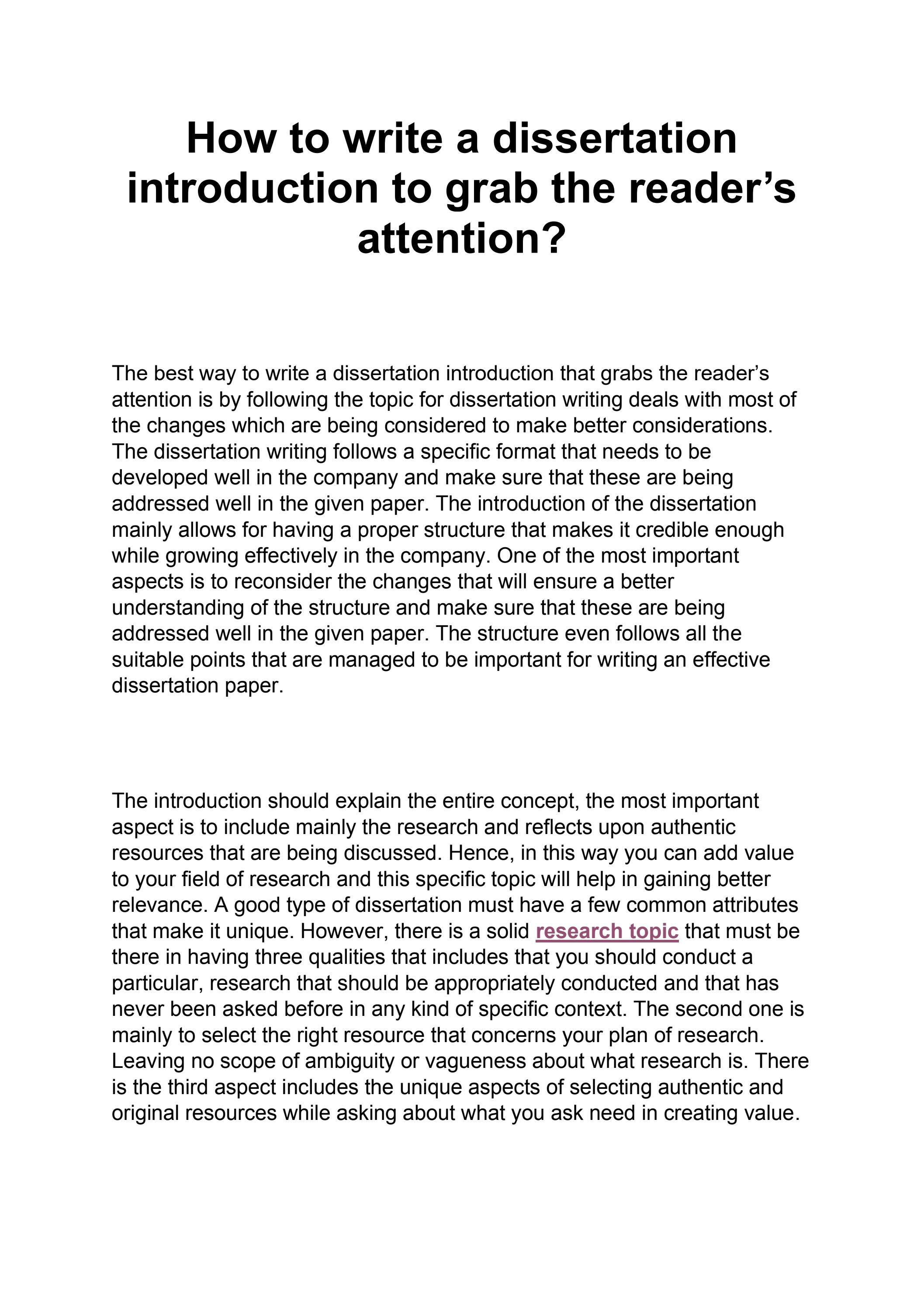How To Write A Dissertation Introduction To Grab The Reader s Attention