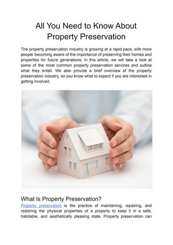 All You Need to Know About Property Preservation by 01 ...