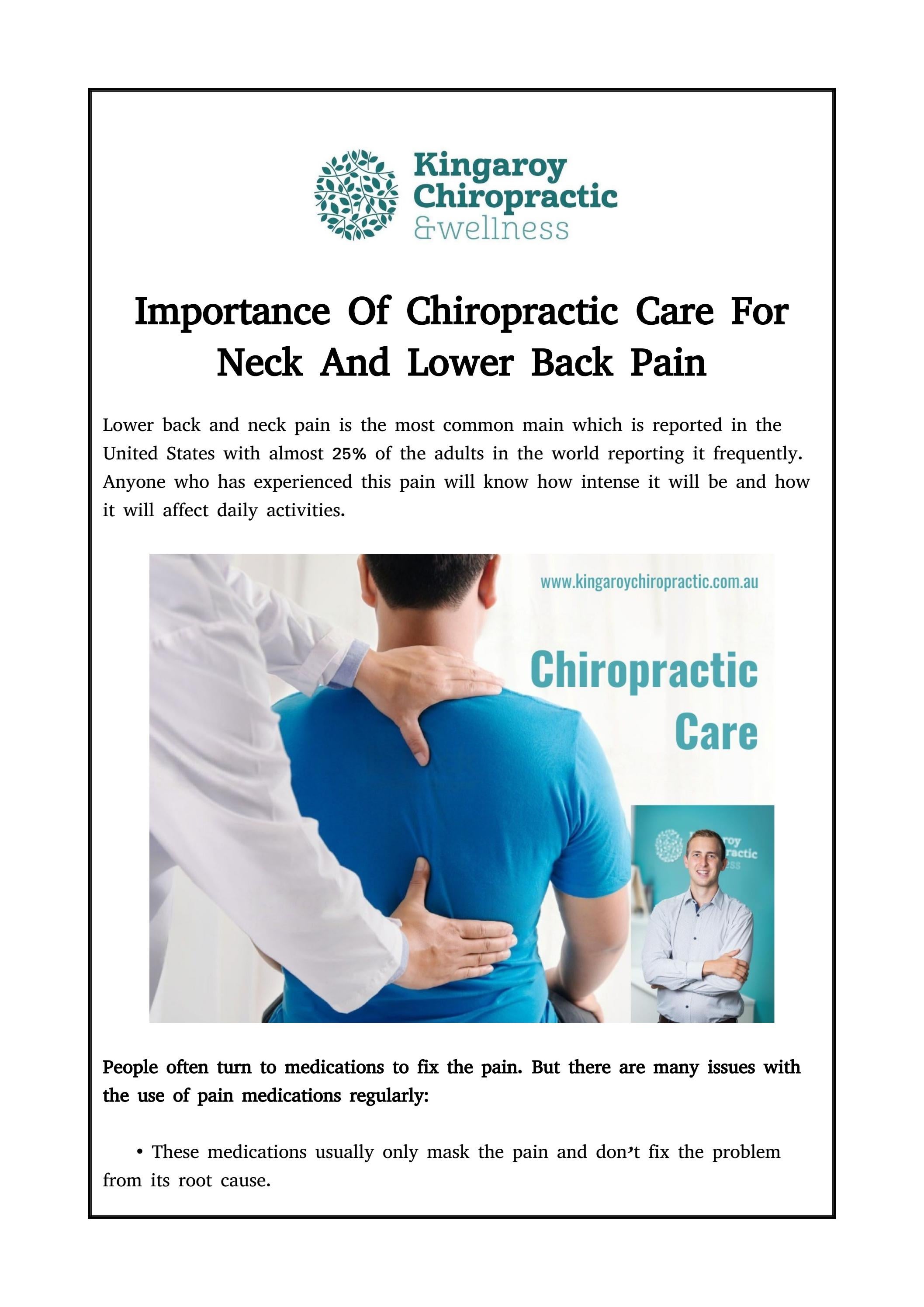 Importance Of Chiropractic Care For Neck And Lower Back Pain by ... Importance Of Chiropractic Care For Neck And Lower Back Pain by ...