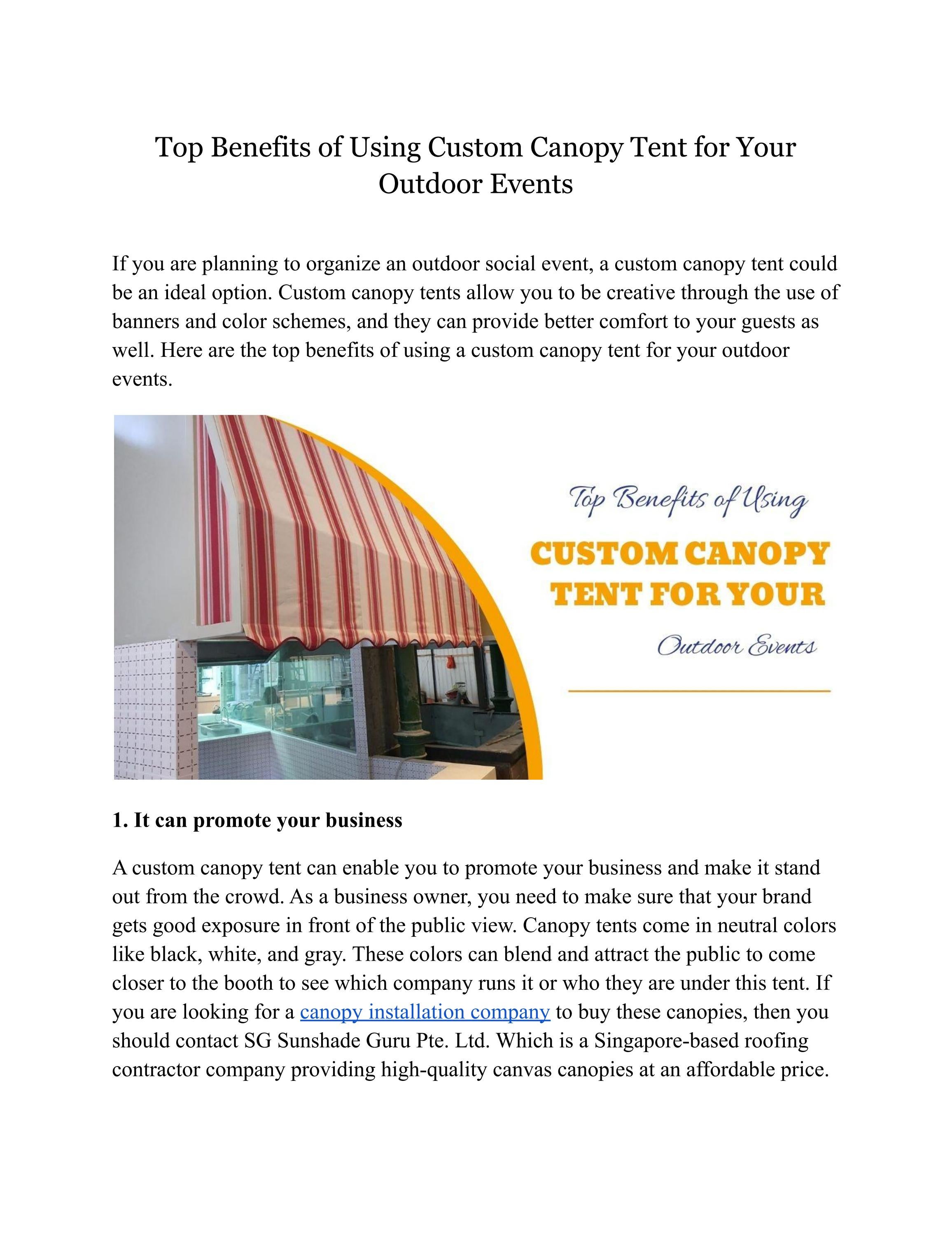 Top Benefits of Using Custom Canopy Tent for Your Outdoor Events by ...