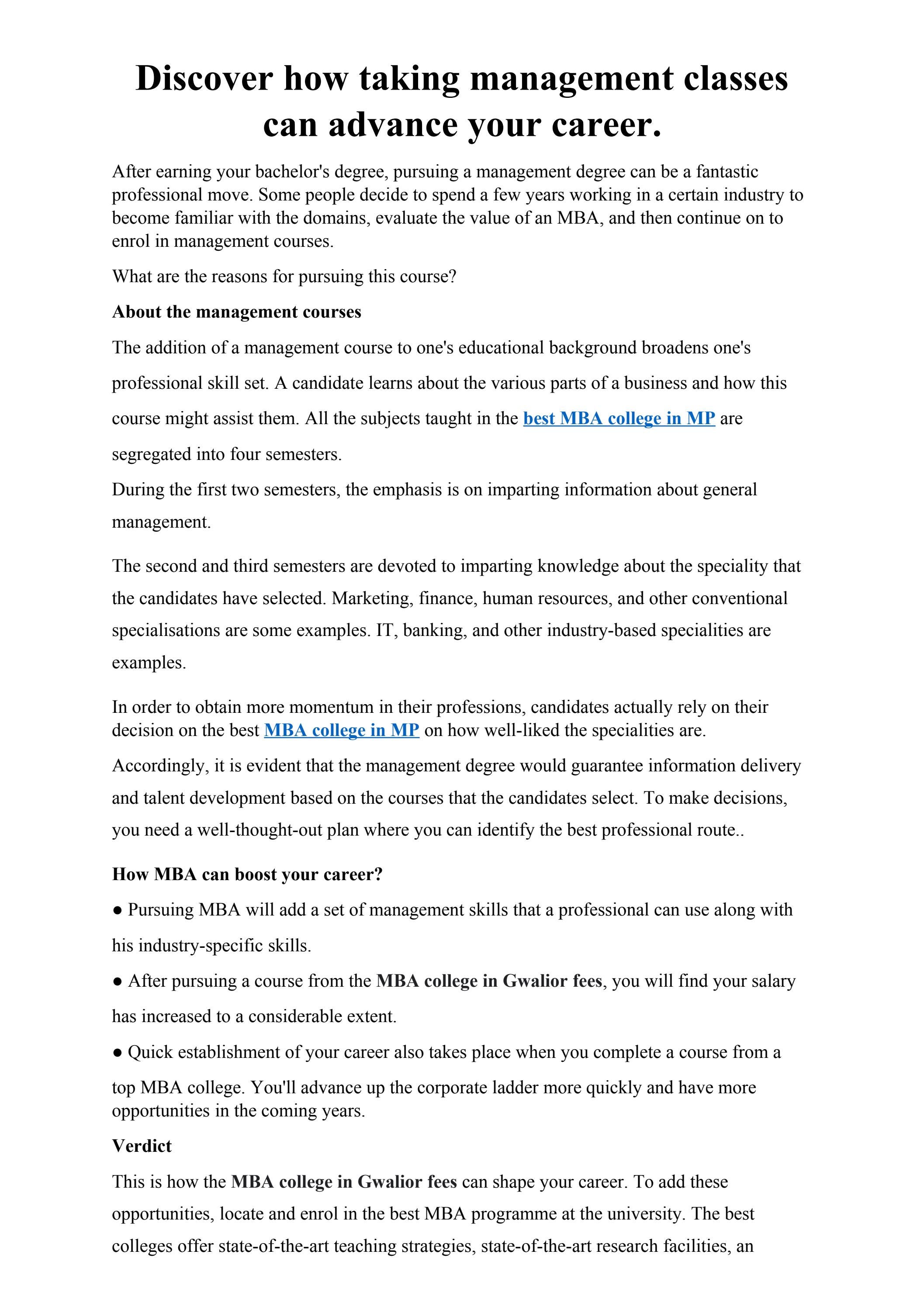 Discover how taking management classes can advance your career by Amity ...