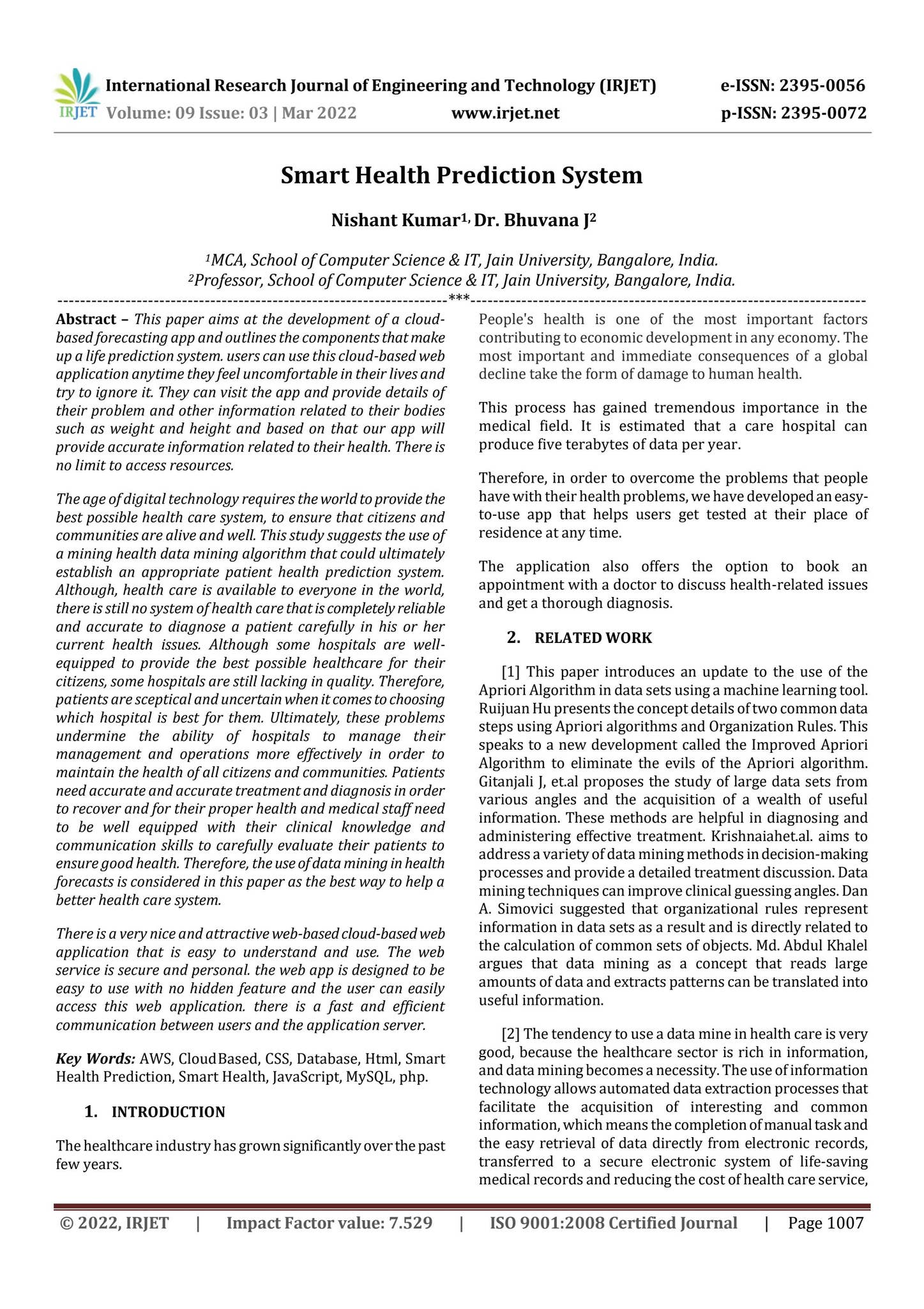 Smart Health Prediction System by IRJET Journal - Issuu