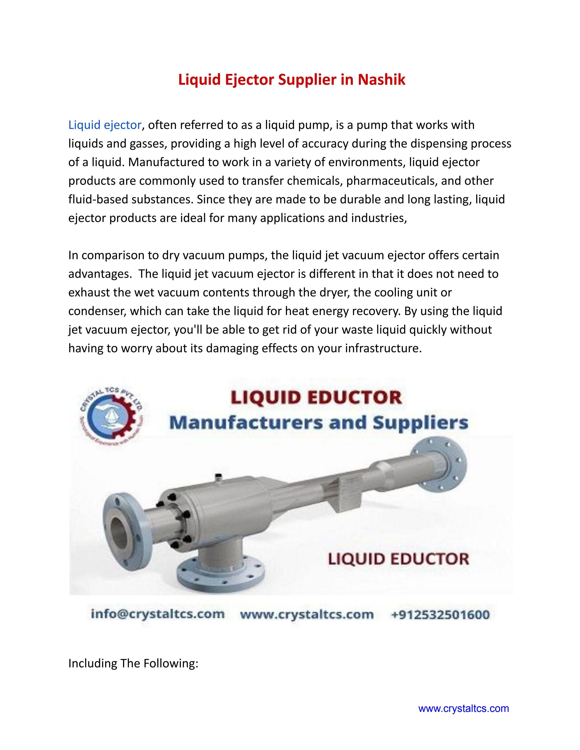 Liquid Ejector Supplier in Nashik by crystaltcs - Issuu