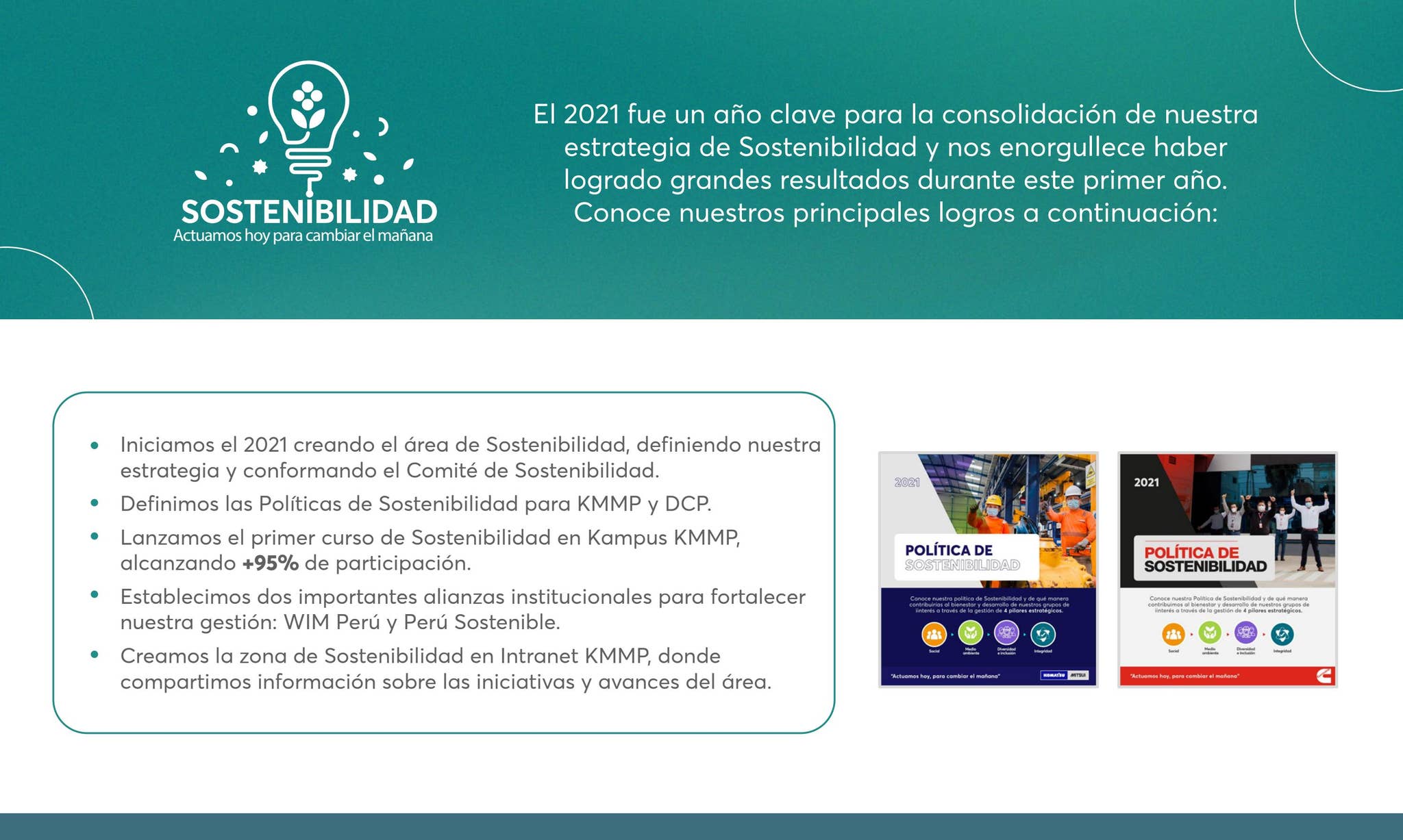 Logros de sostenibilidad KMMP by Komatsu-Mitsui Maquinarias Perú - Issuu