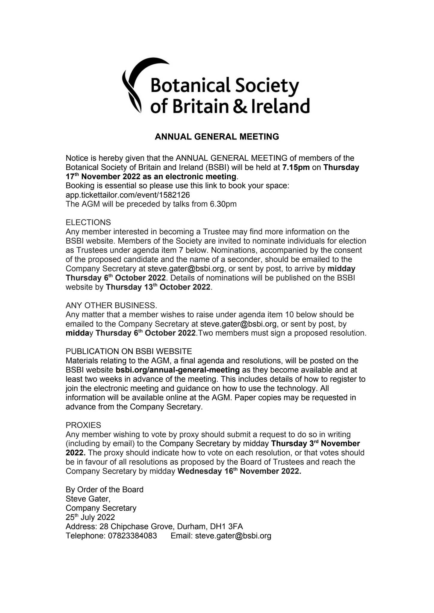 AGM 2022 Flyer by Botanical Society of Britain & Ireland - Issuu