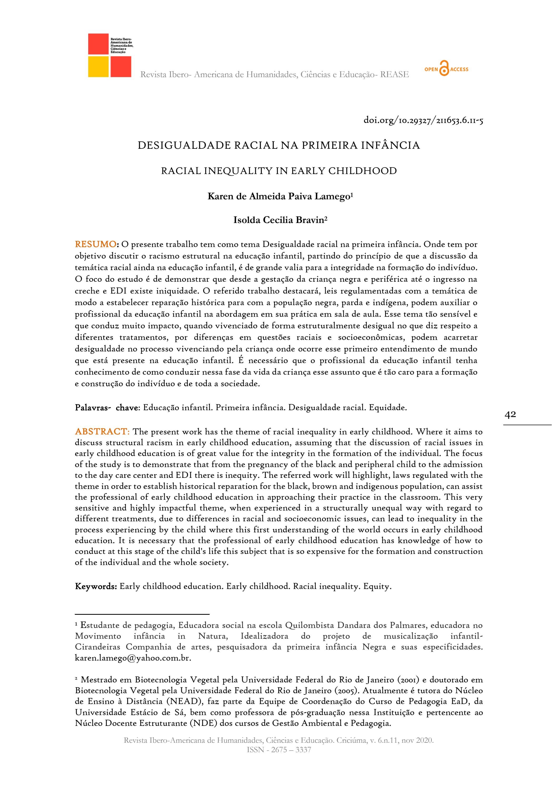 Desigualdade racial na primeira infância by Fundação Maria Cecilia ...