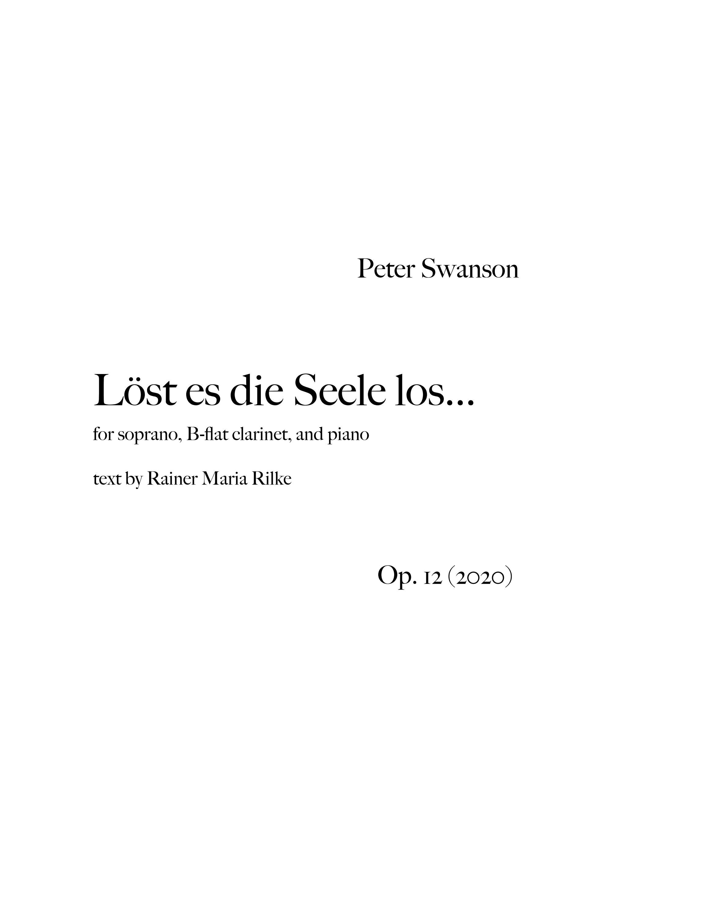 Löst es die Seele los..., Op. 12 (2020) by peterolafswanson - Issuu