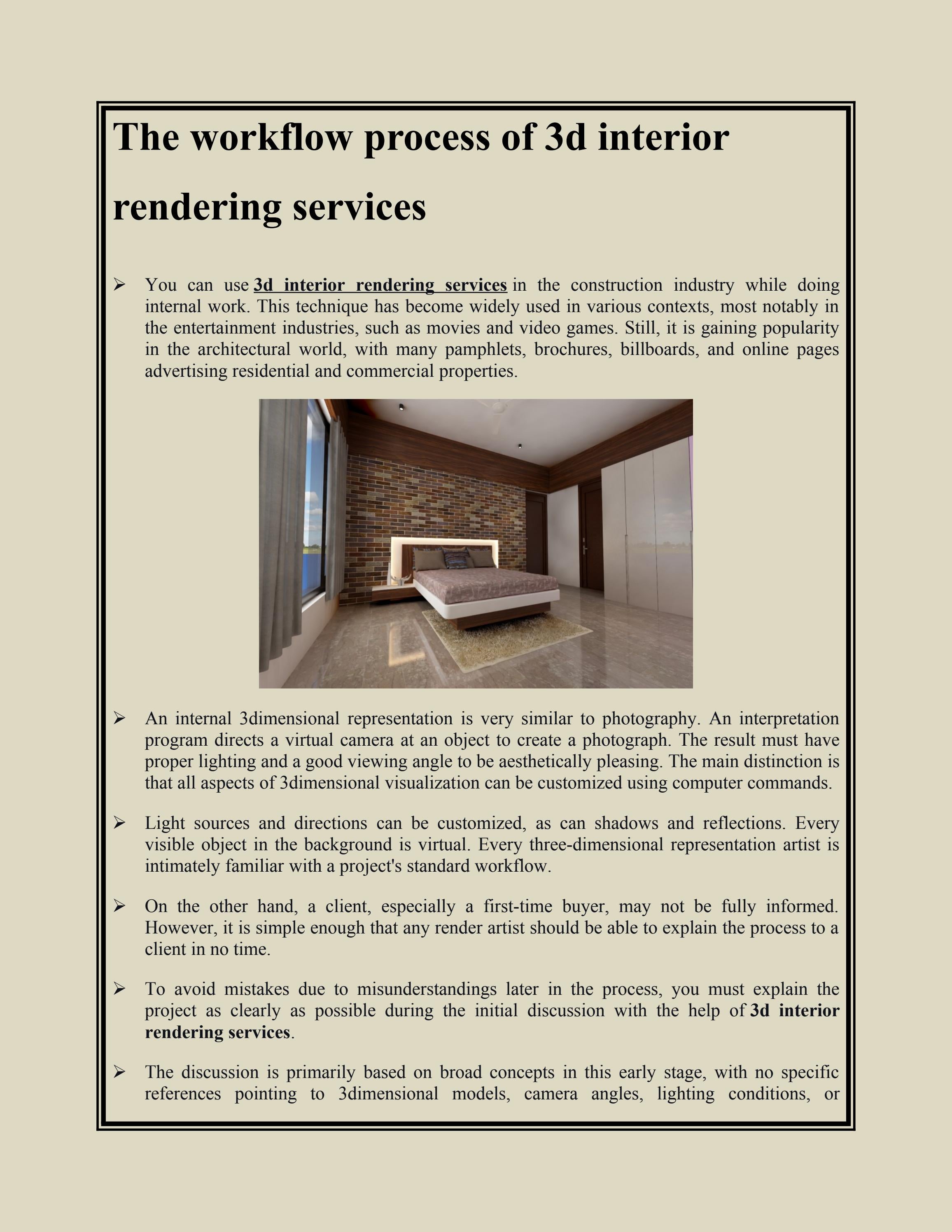 The workflow process of 3d interior rendering services by ...