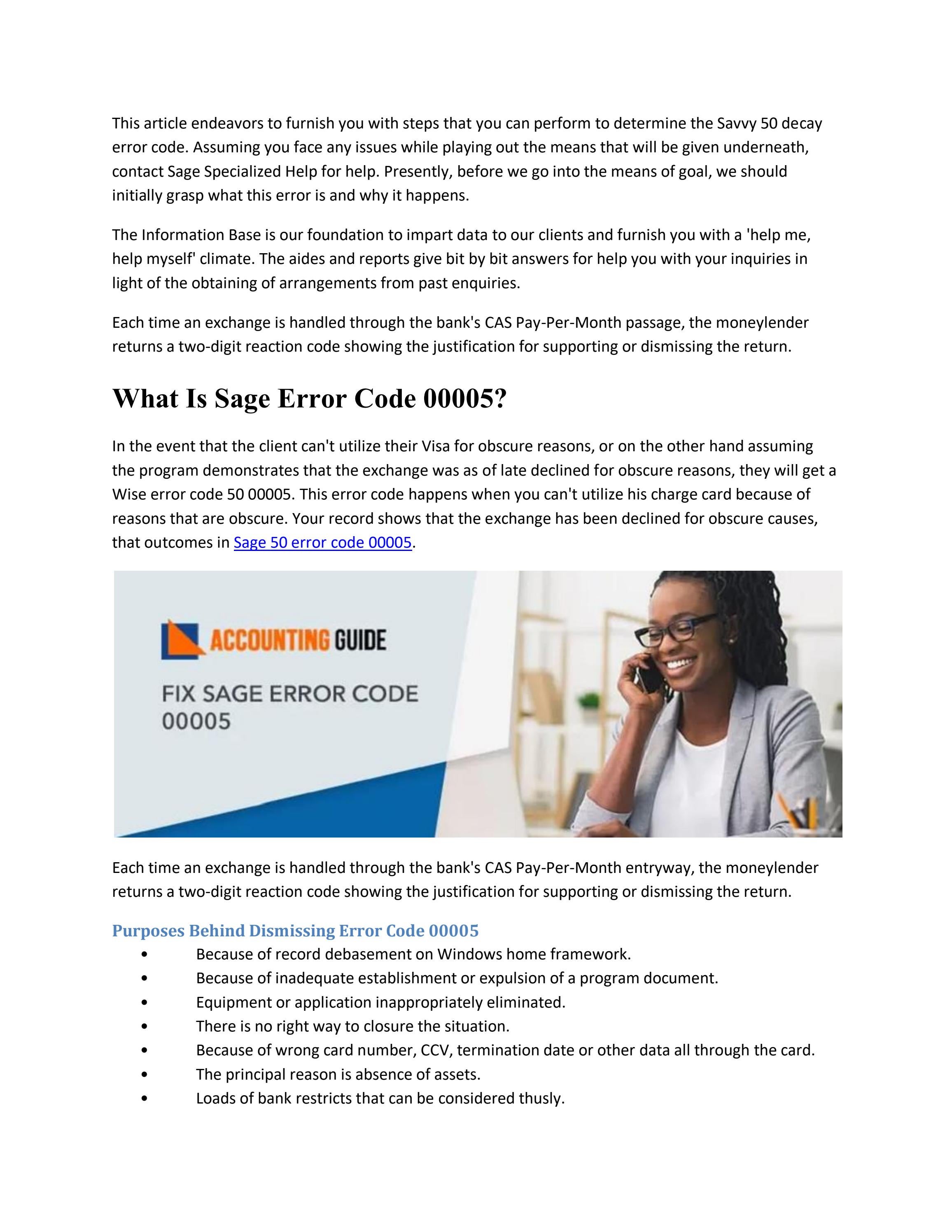 Steps to Resolve Sage 50 Decline Error Code 000005 by Jay Holmes - Issuu