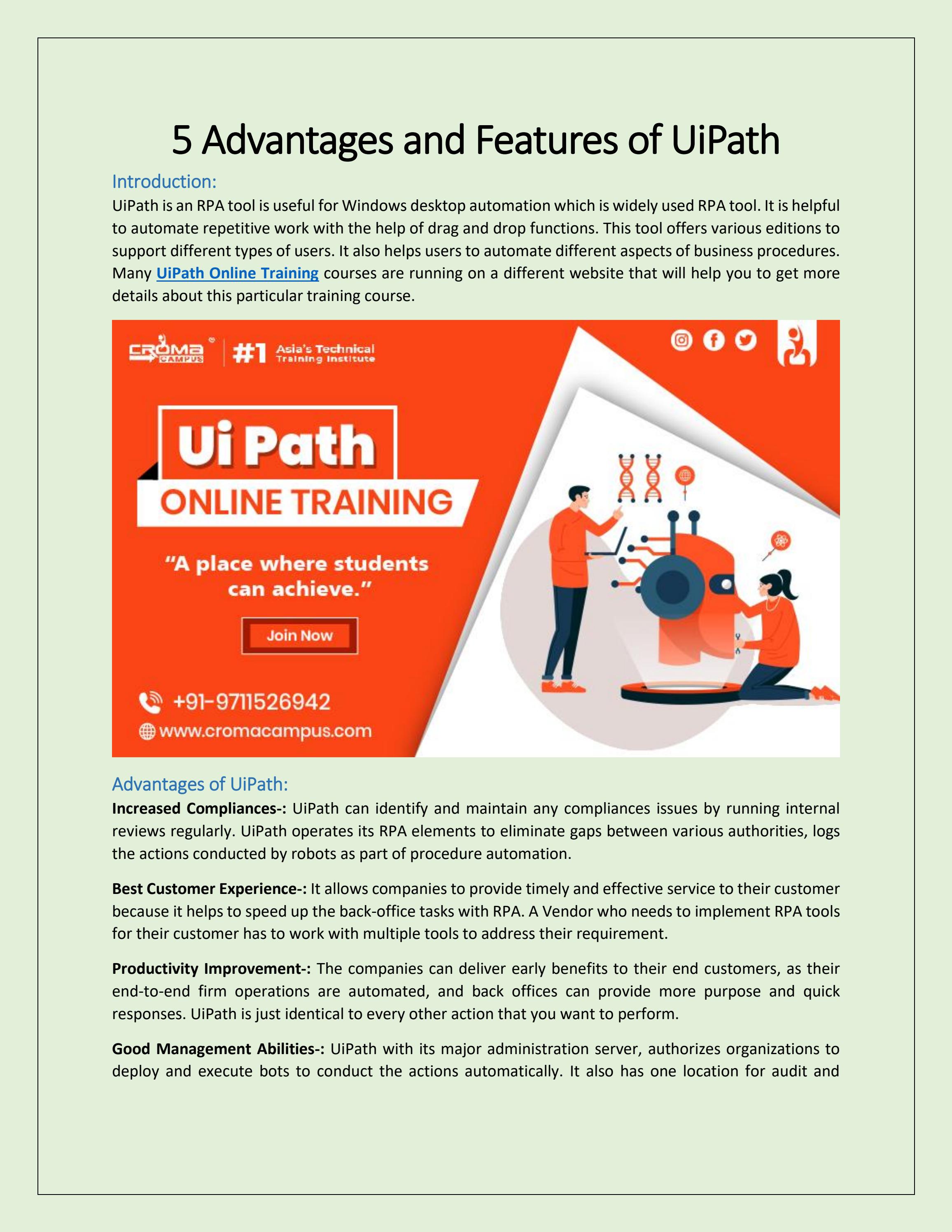5 Advantages and Features of UiPath by cromacampuseducation - Issuu