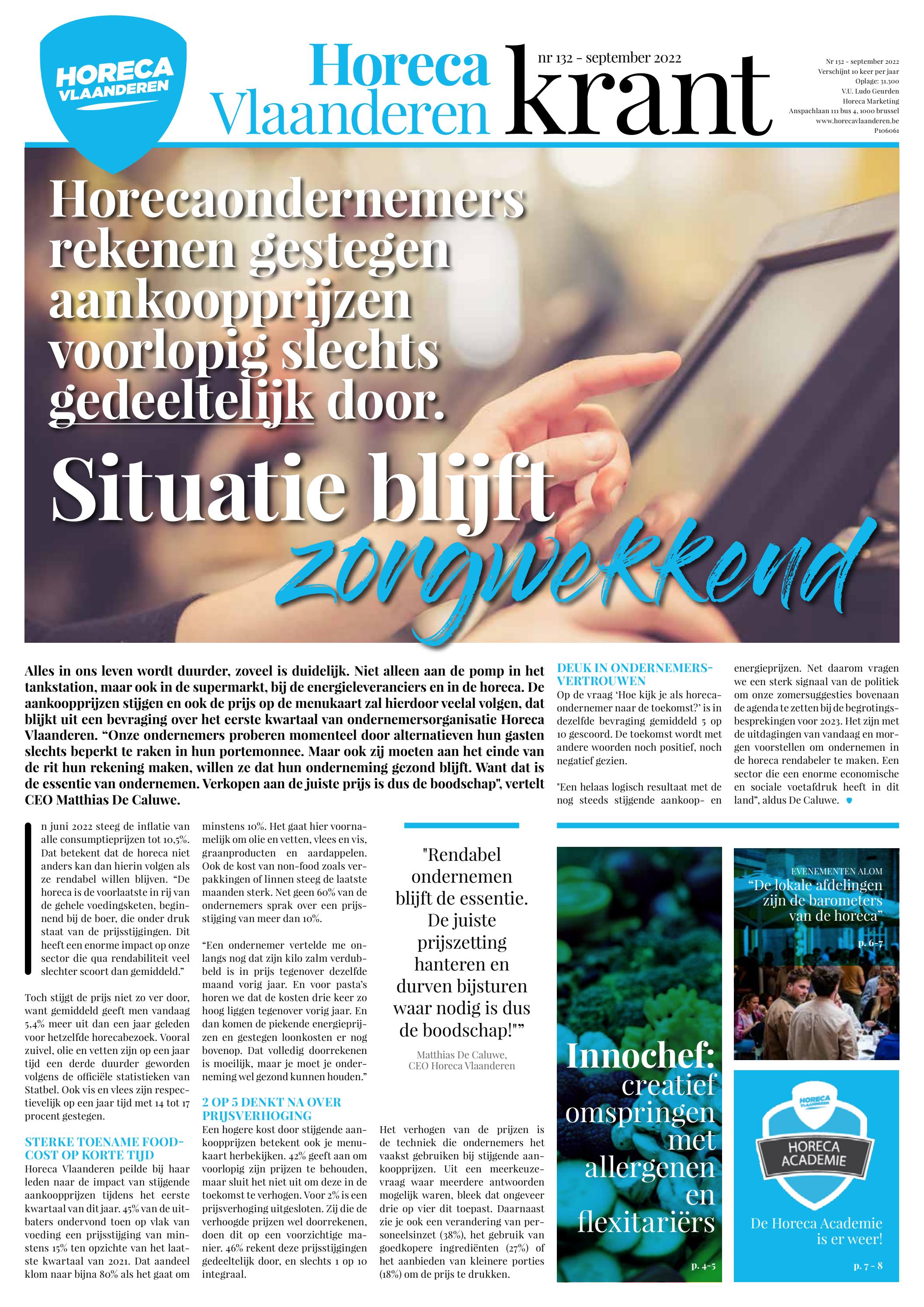 Horeca Krant - september 2022 by Horeca Vlaanderen - Issuu
