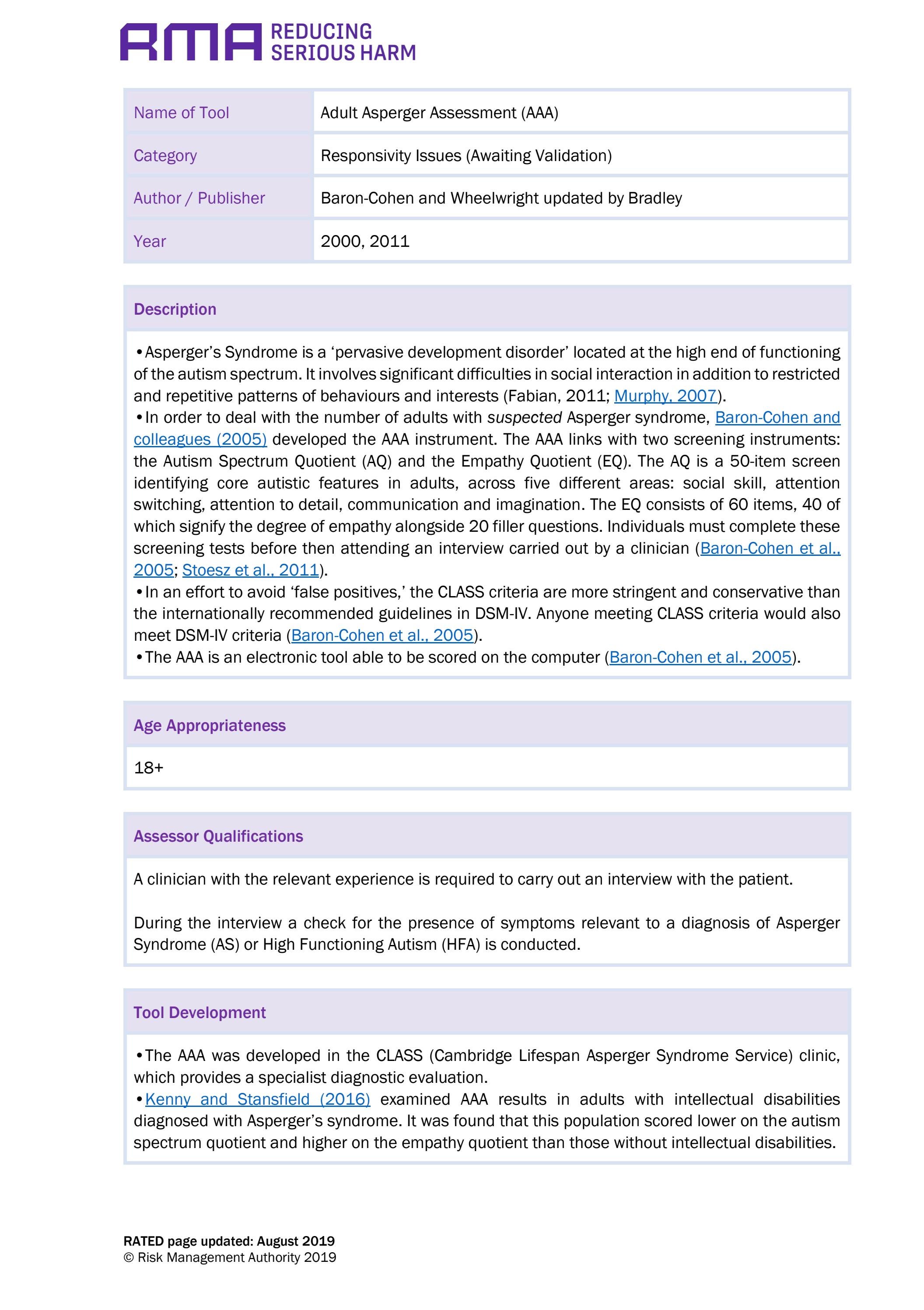 RMA - RATED - Responsivity Issues - Awaiting Further Validation by Risk ...