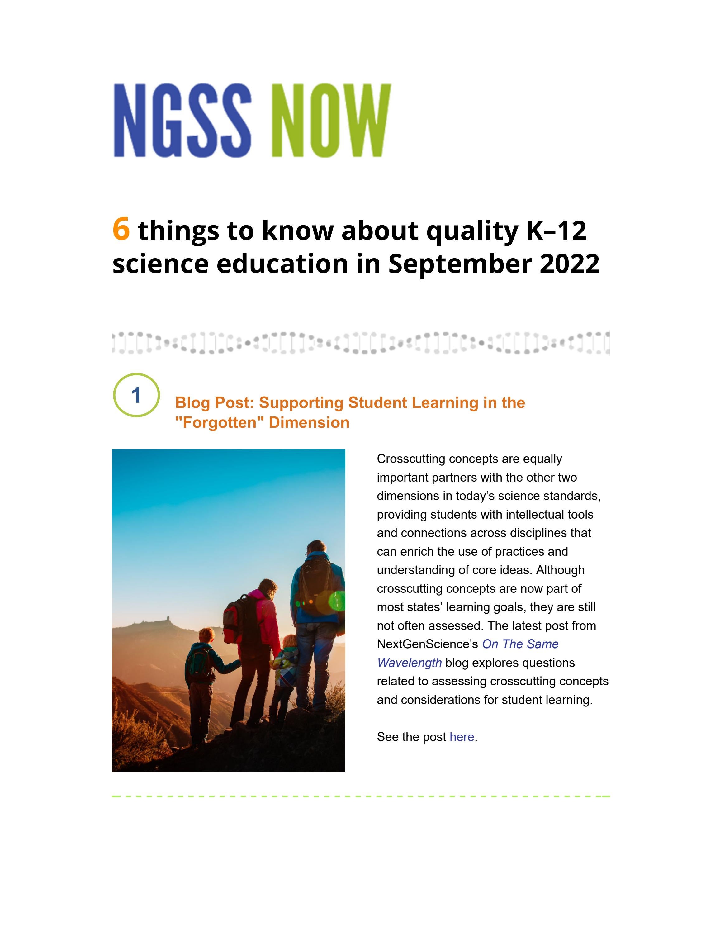 September 2022 NGSS Now Newsletter by NextGenScience - Issuu
