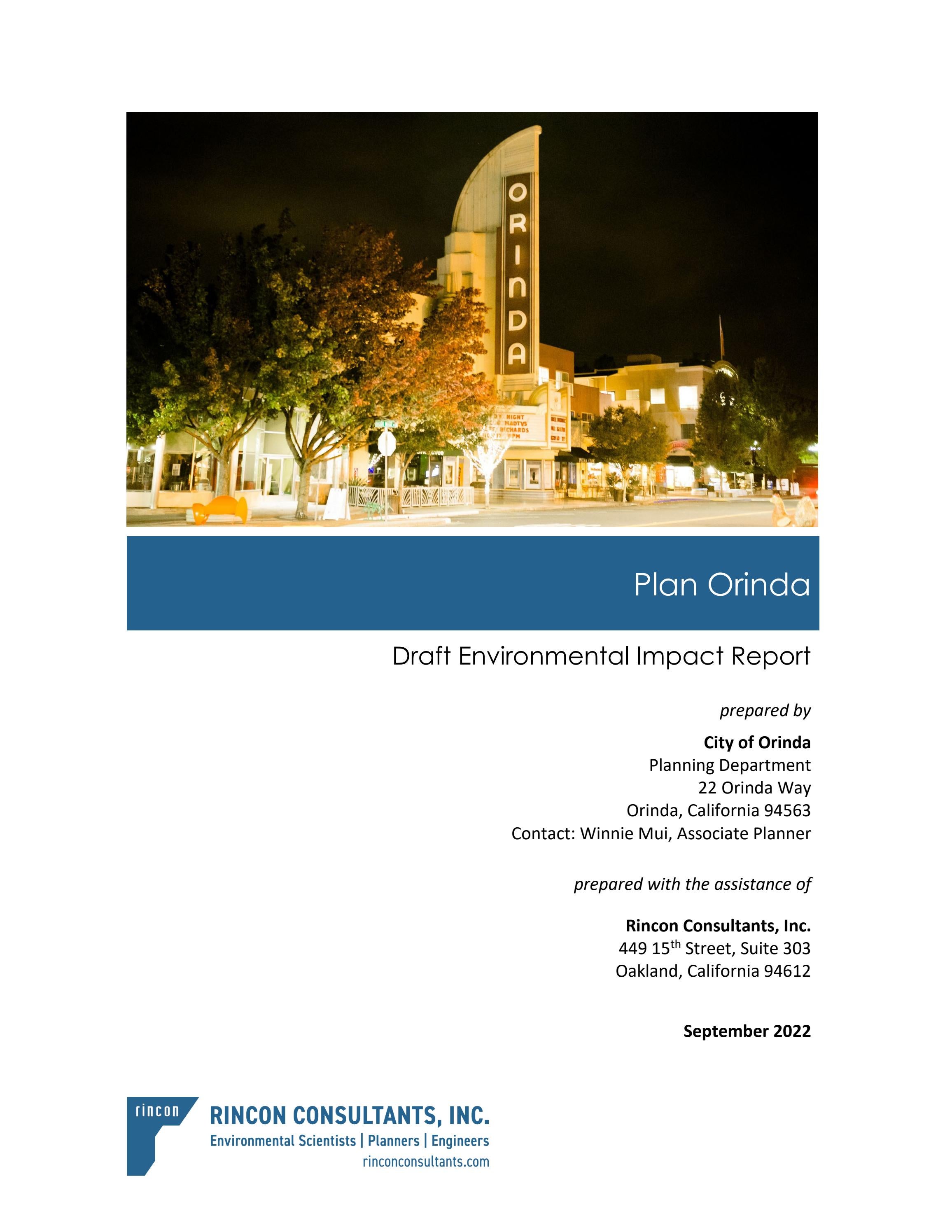 Plan Orinda - Draft Environmental Impact Report by City of Orinda - Issuu