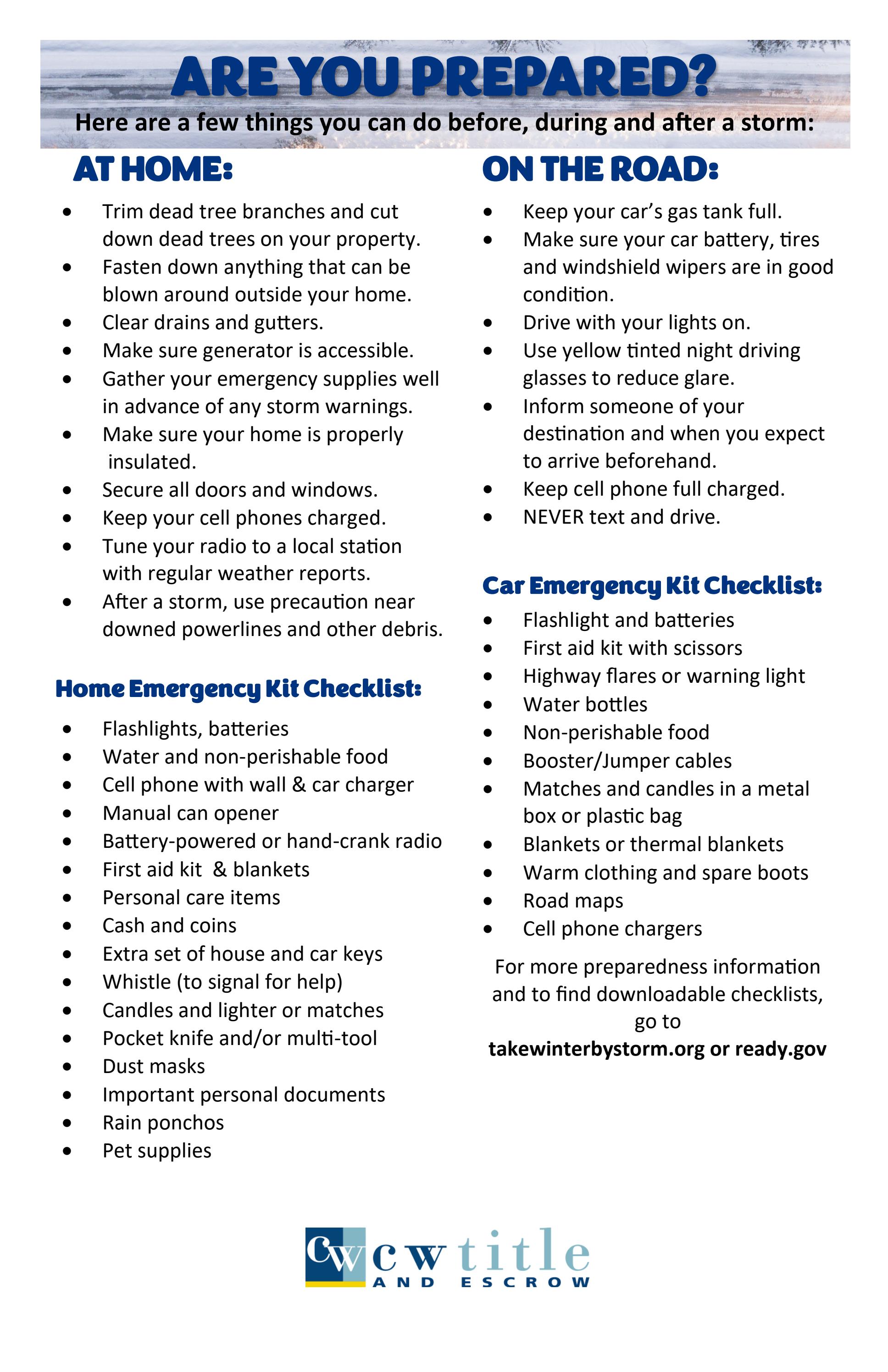 Storm Preparedness Checklist by CW Title and Escrow - Issuu