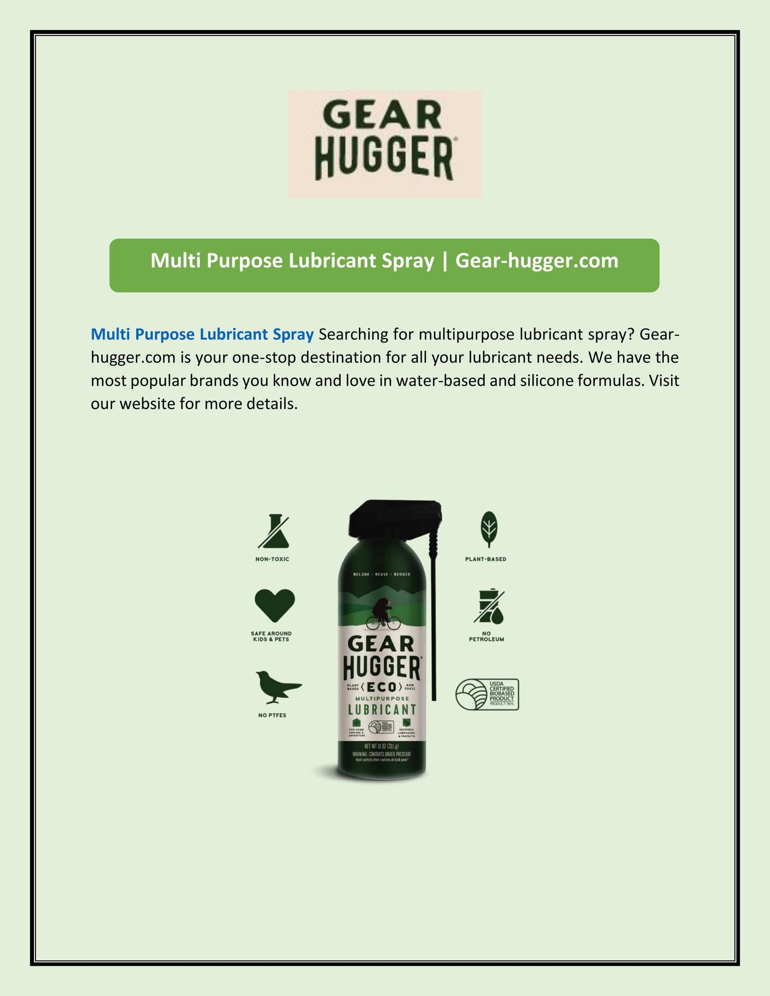 Multi Purpose Lubricant Spray | Gear-hugger.com by Gear Hugger - Issuu
