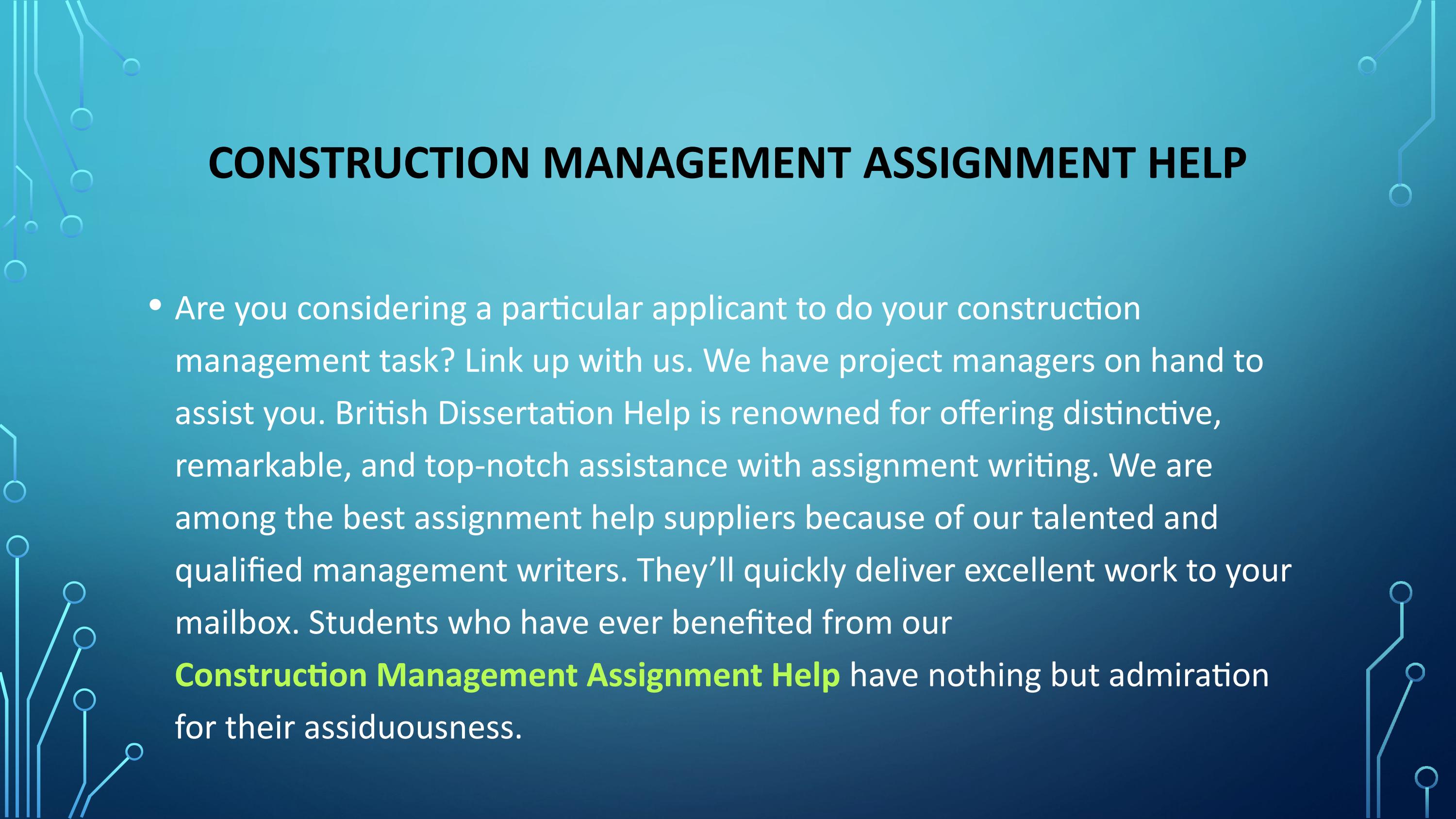 Construction Management Assignment Help by British Dissertation Help - Issuu