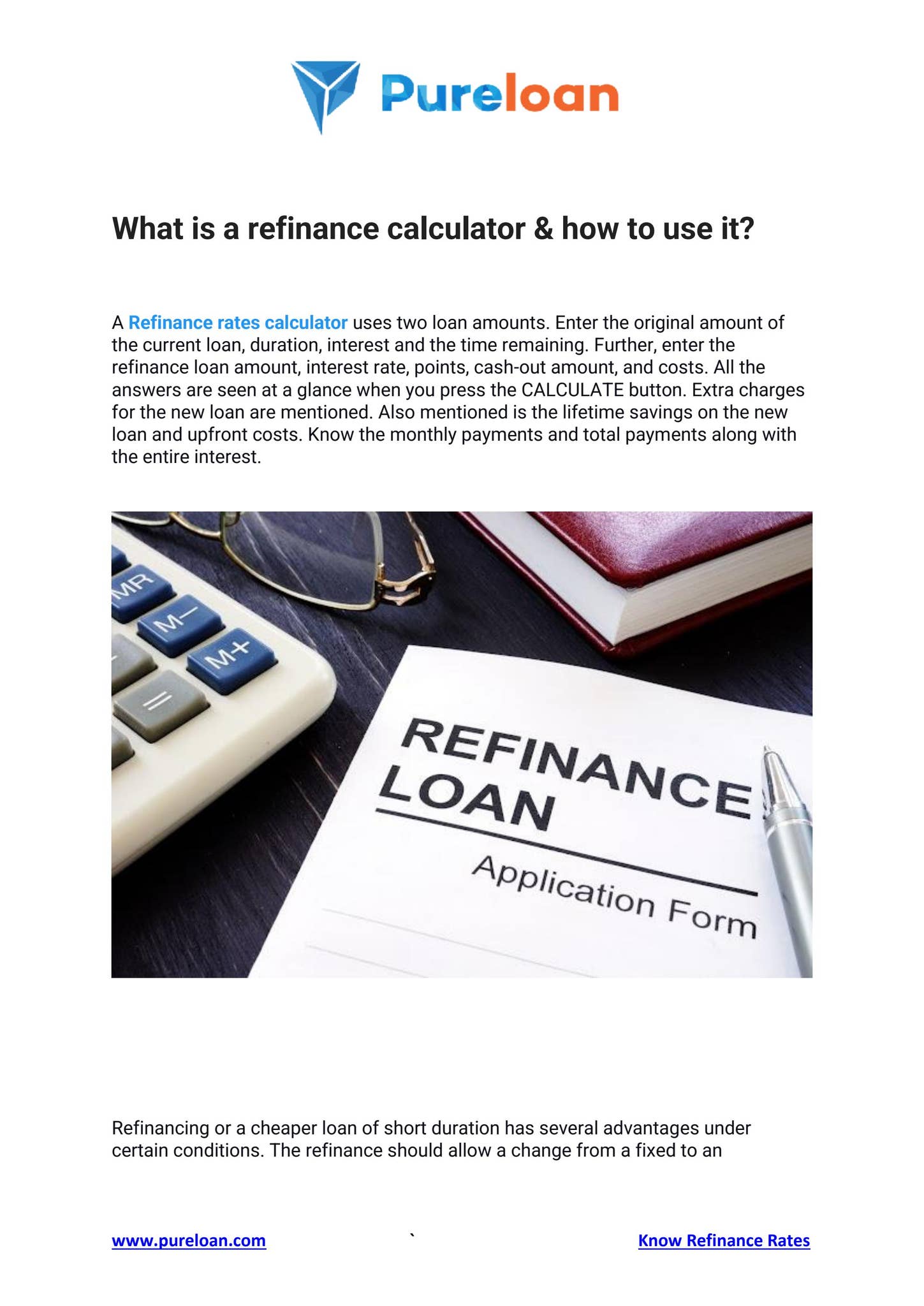 What is a refinance calculator & how to use it? by Pureloan - Issuu