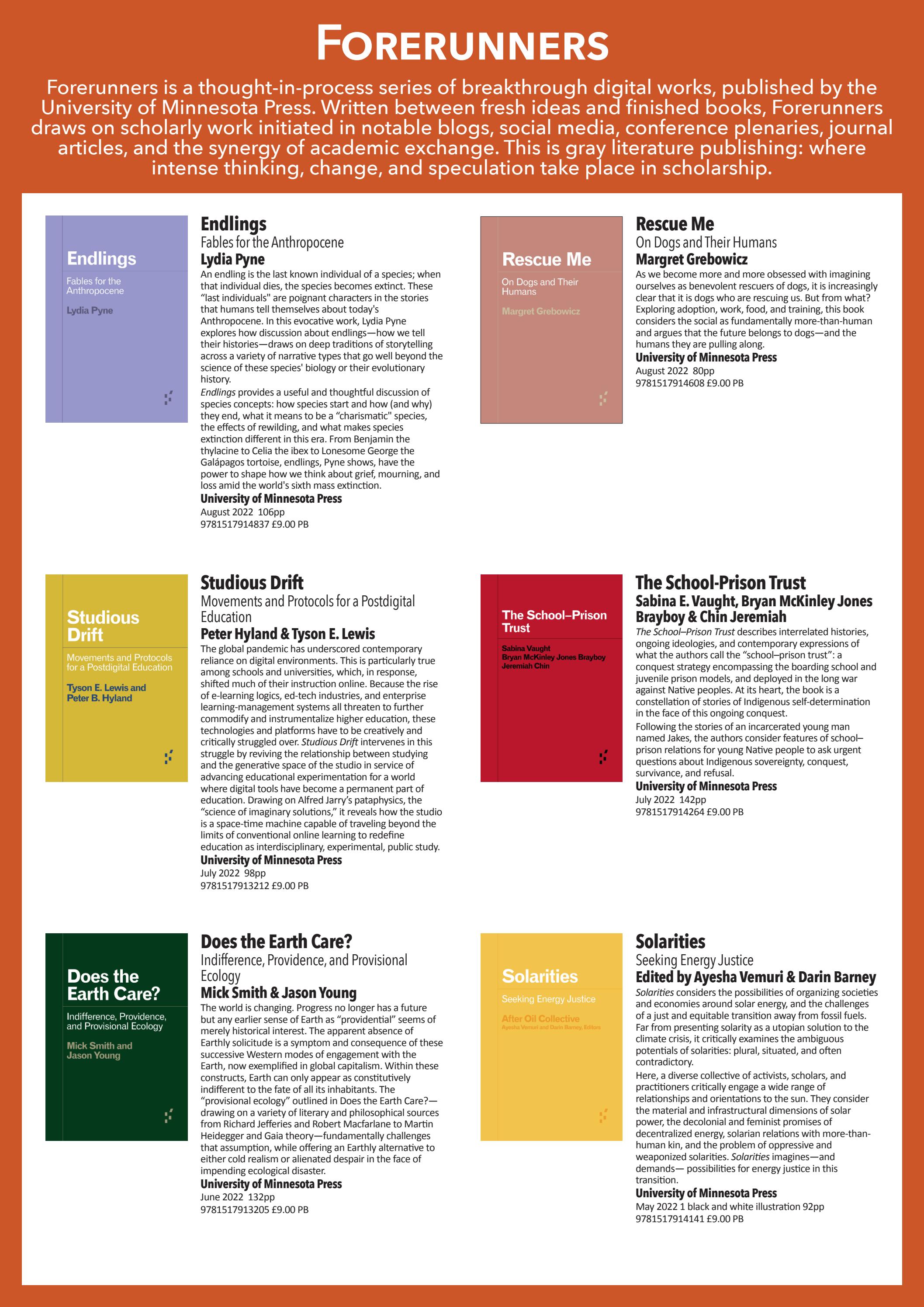 Forerunners: Ideas First - University of Minnesota Press (2022-23) by ...