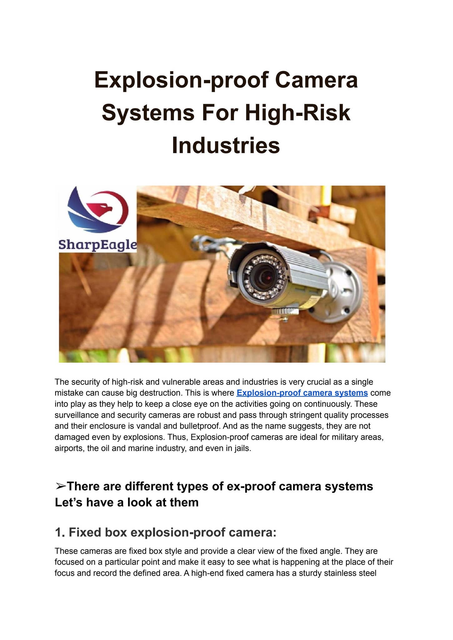 Explosion-proof Camera Systems For High-Risk Industries by SharpEagle Technology - Issuu