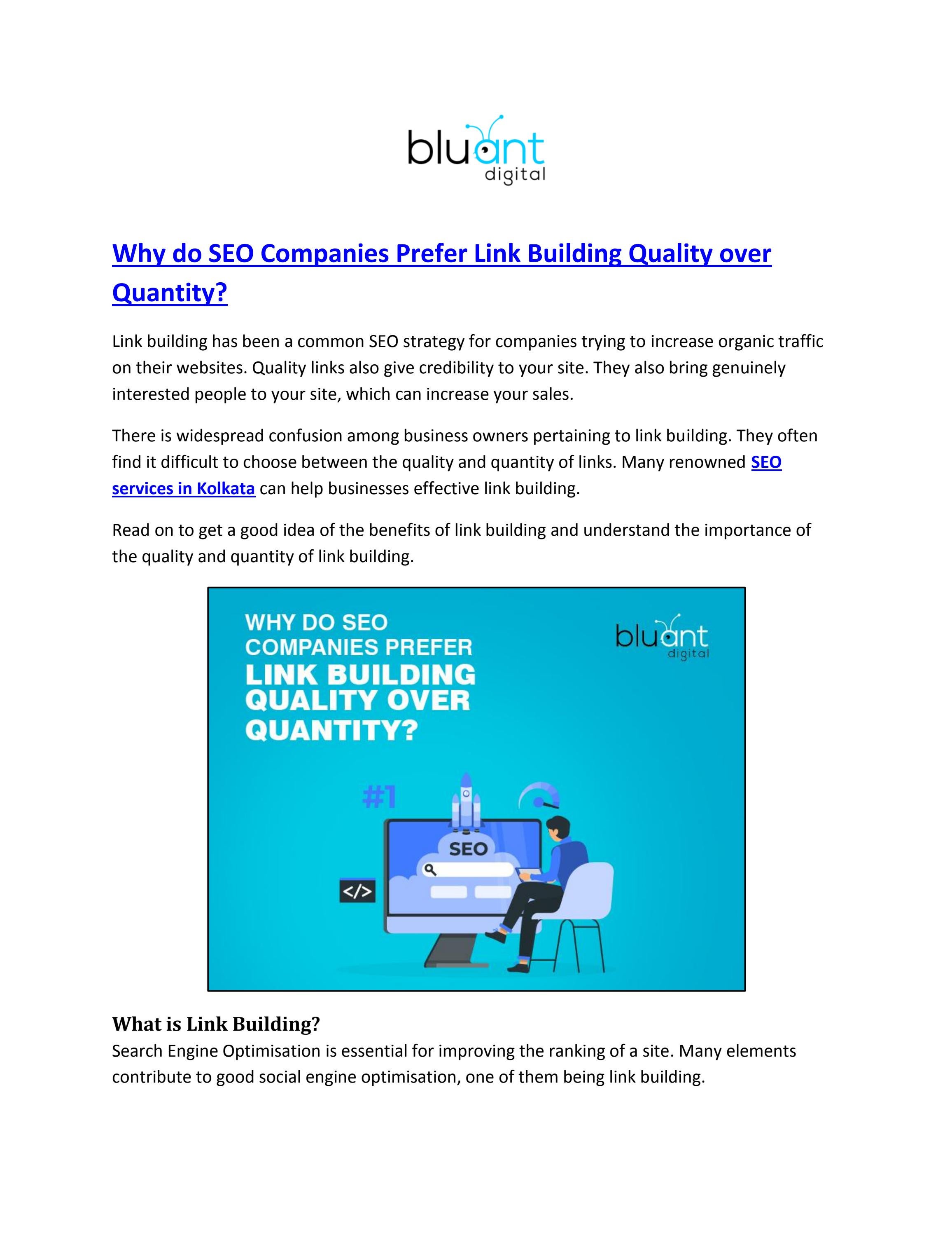 Why do SEO Companies Prefer Link Building Quality over Quantity? by Bluant Digital - Issuu