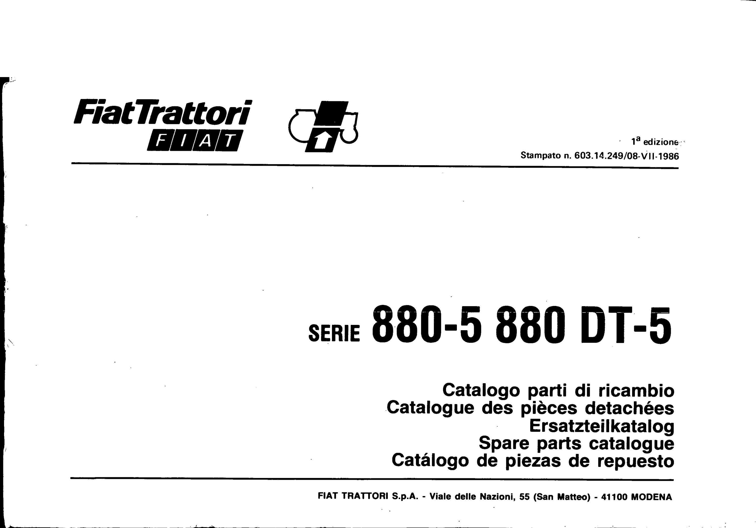 Fiat 880-5 880 DT-5 Service Parts Catalog Manual by epartsmanuals - Issuu