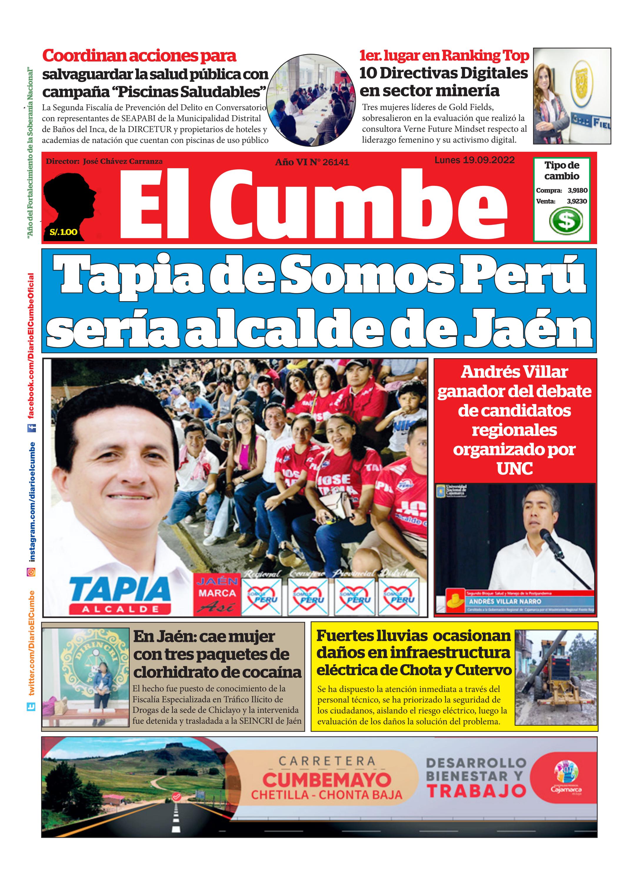 Diario EL CUMBE 19 SETIEMBRE del 2022 by diarioelcumbecajamarca - Issuu
