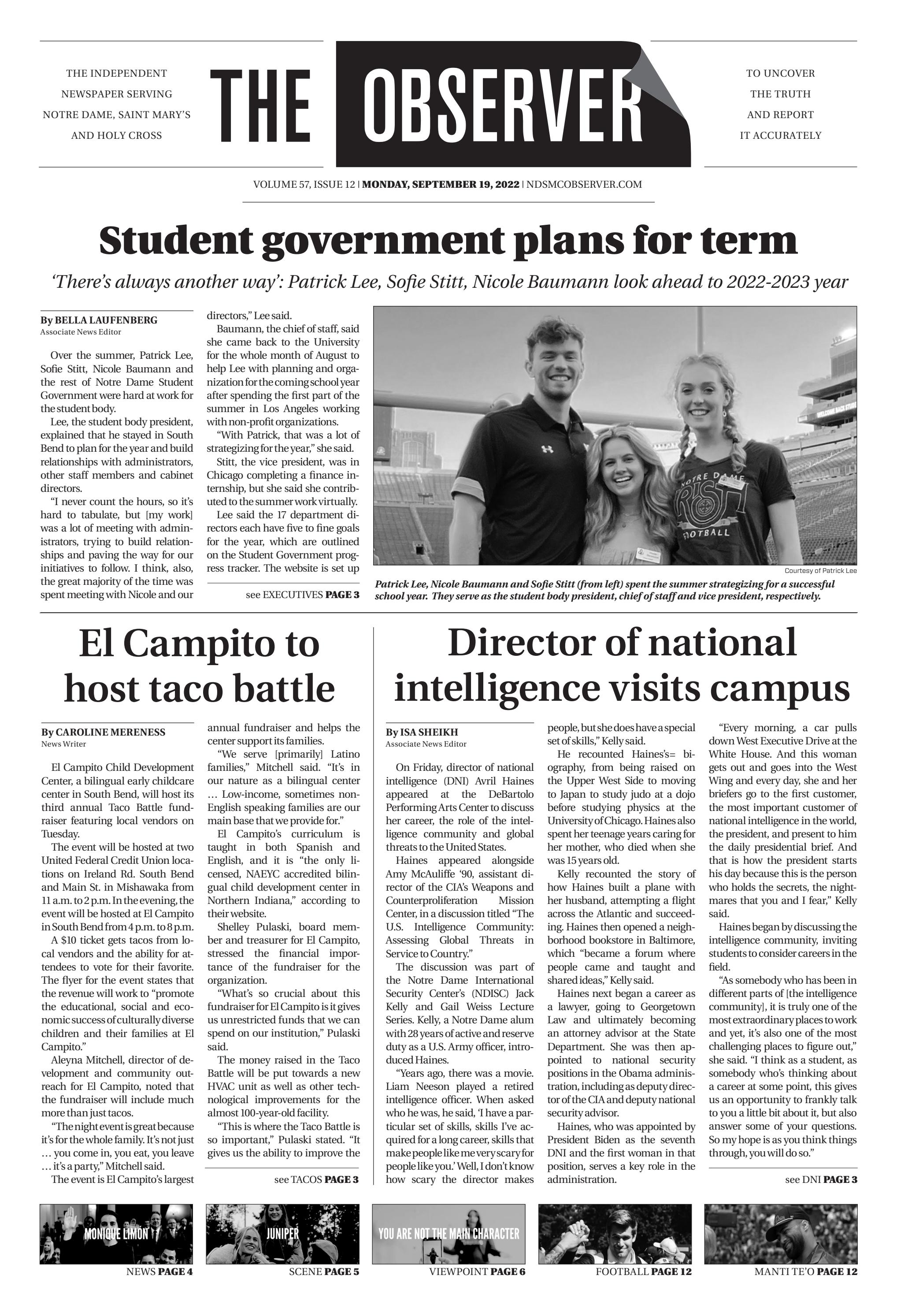 Print Edition for the Observer for Monday, September 19, 2022 by The ...