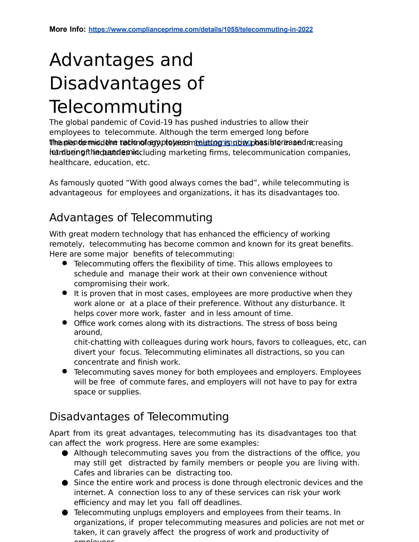 Advantages and Disadvantages of Telecommuting by Sarika dutta - Issuu