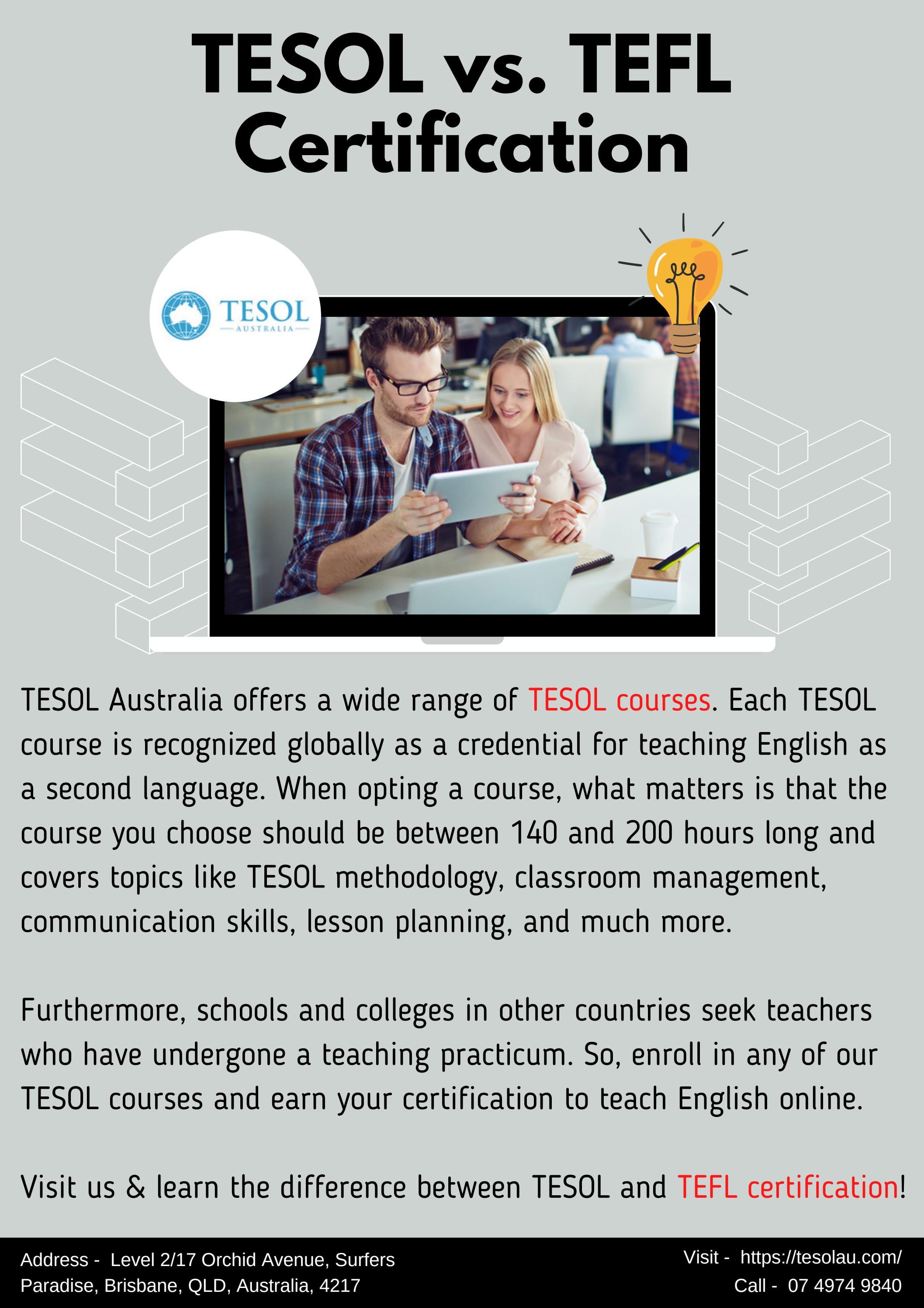 TESOL vs. TEFL Certification by TESOL Australia - Issuu