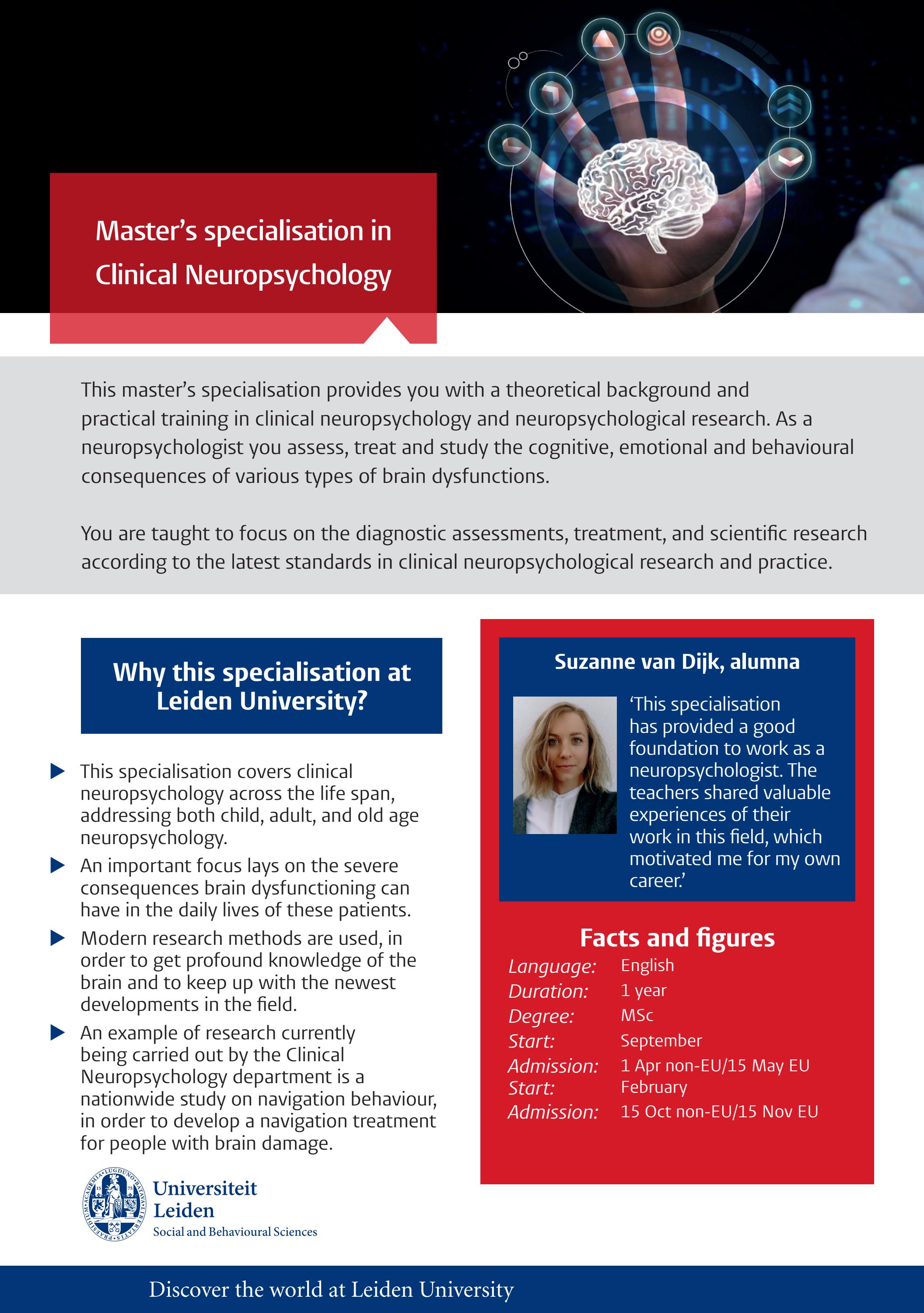 Master’s specialisation in Clinical Neuropsychology by Universiteit ...