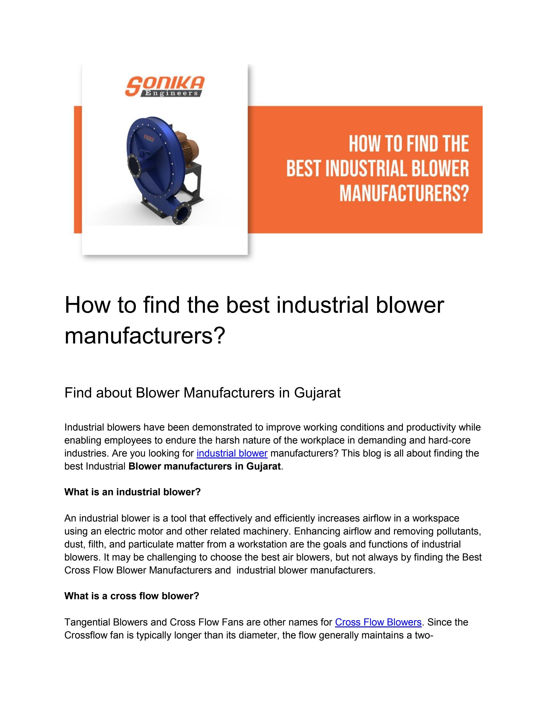 How to find the best industrial blower manufacturers? by Sonika ...