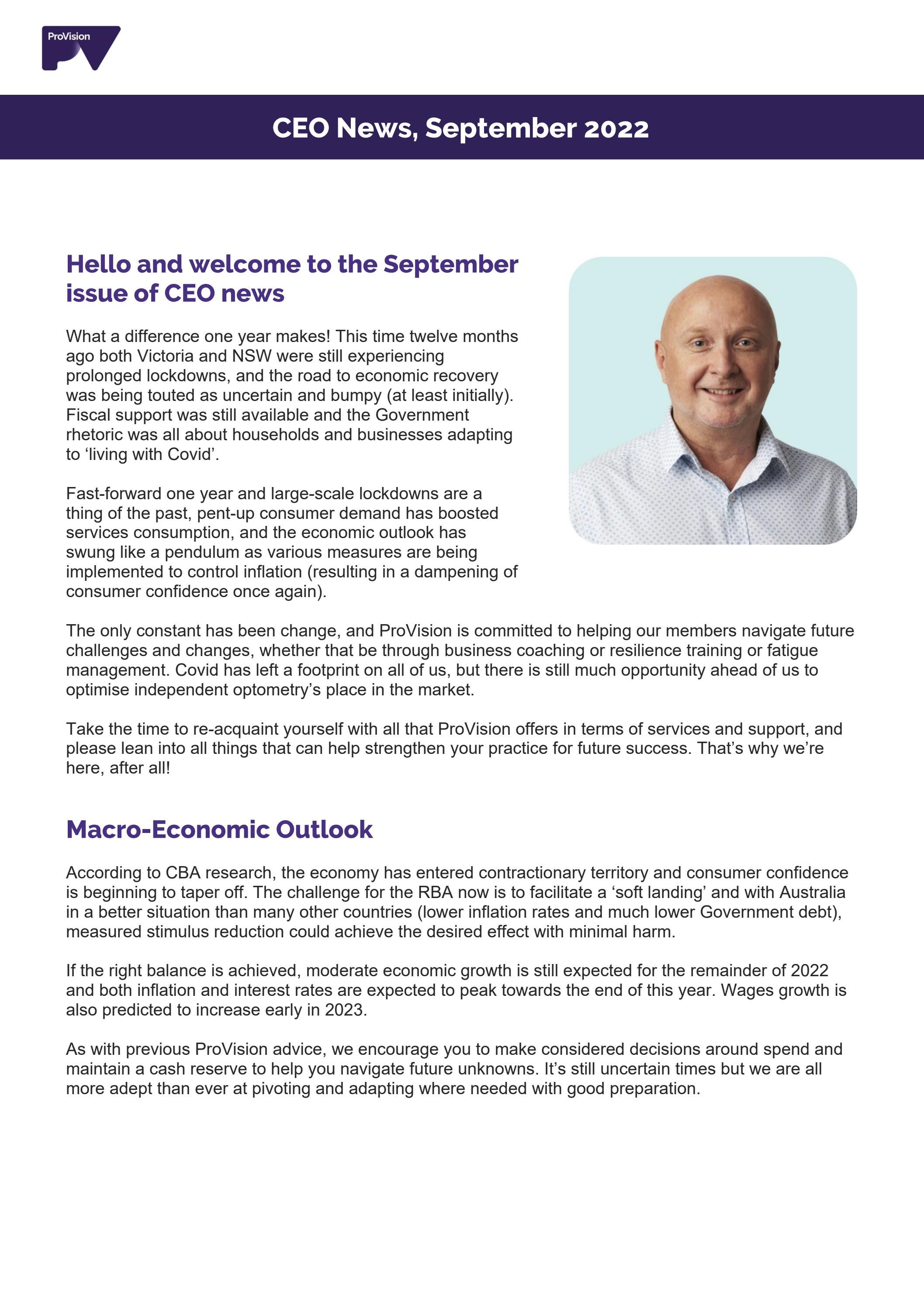 CEO Newsletter, September 2022 by ProVision - Issuu
