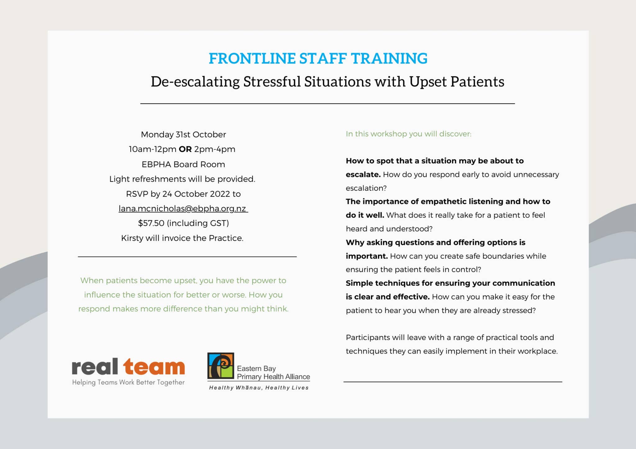 Frontline Staff Training Poster by WBOP PHO - Issuu