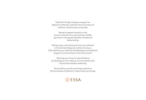 Menu: ESSA Spa Menu (English) by Grand Hyatt Kuala Lumpur - Issuu